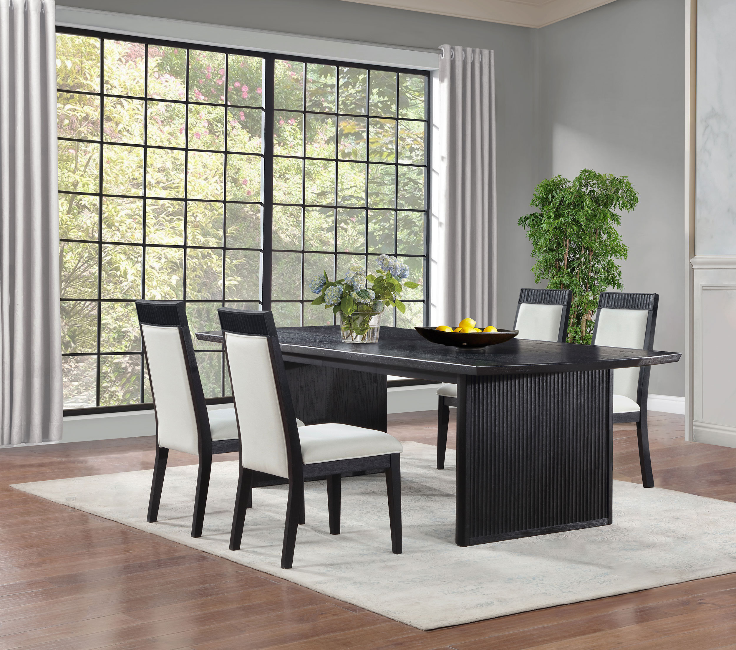 George Oliver Clarendon 5-Piece Extension Leaf Dining Table Set Black ...