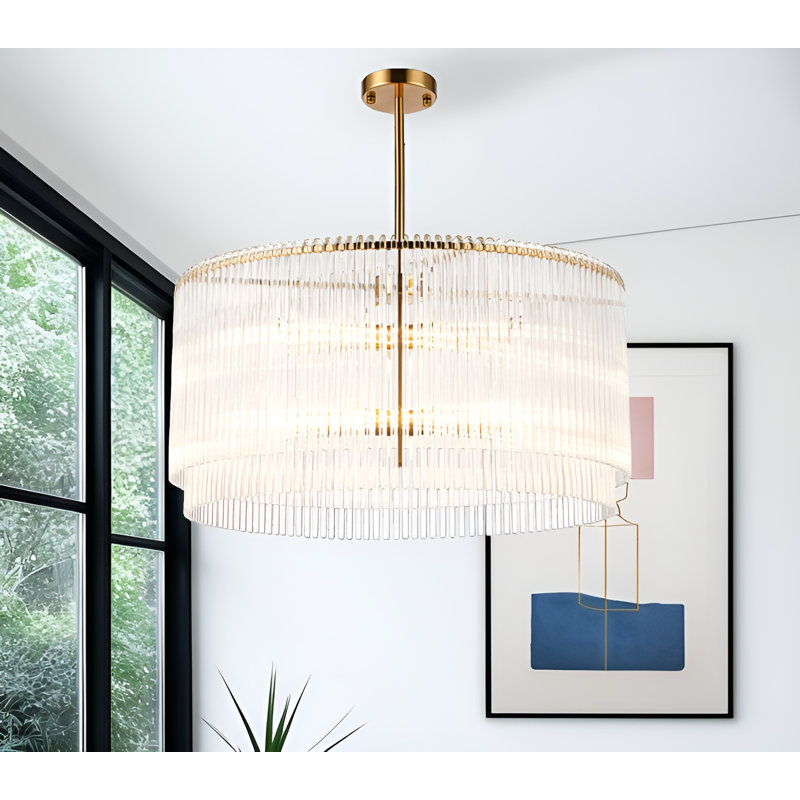 Mercer41 6-light Modern Round Brass Bleecker Chandelier 2-tier Clear ...