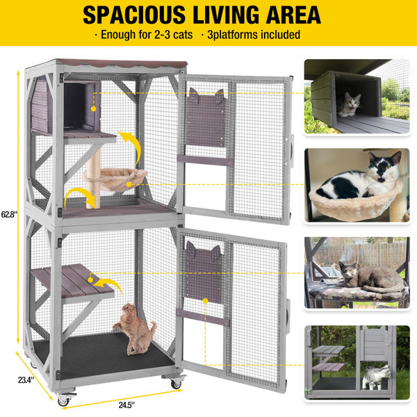 Archie & Oscar™ Camdyn Outdoor Cat Catio Enclosure with Wheels, Movable ...