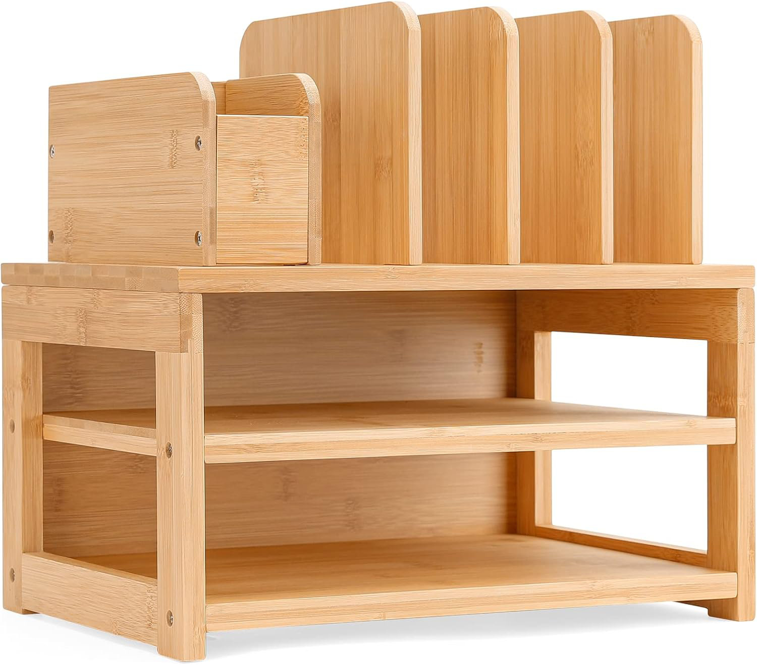 Corrigan Studio Bamboo Desk Organizer With File Holder,3-Tier,Natural ...
