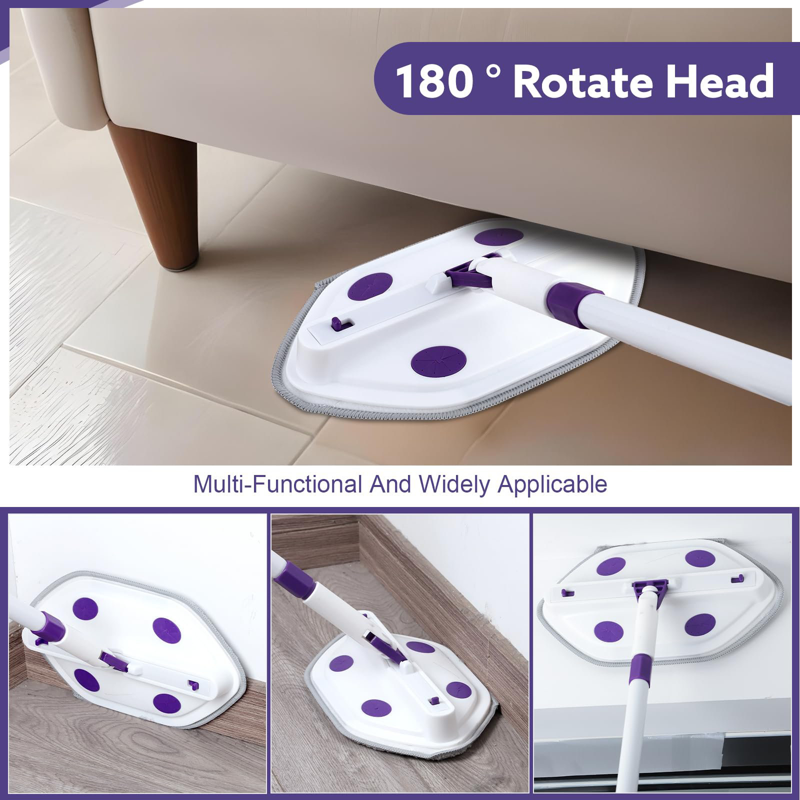 FEIYAN Wall Cleaner Mop With Long Handle, 77'' Baseboard Cleaner With ...