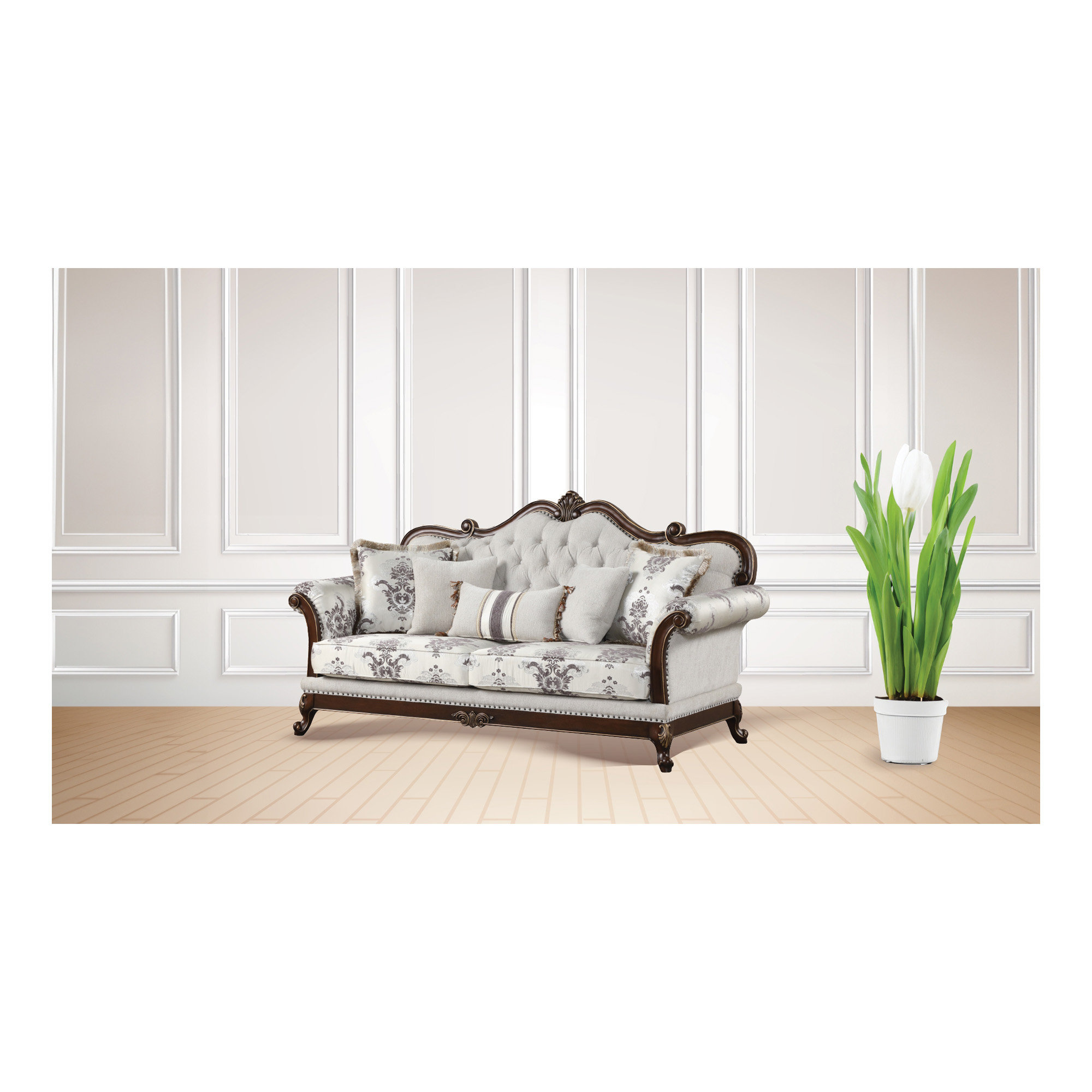 Bloomsbury Market Tuscan Traditional Style Sofa Made With Wood | Wayfair