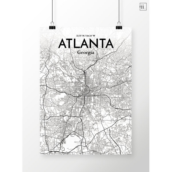 Wrought Studio Atlanta City Map On Paper Print | Wayfair