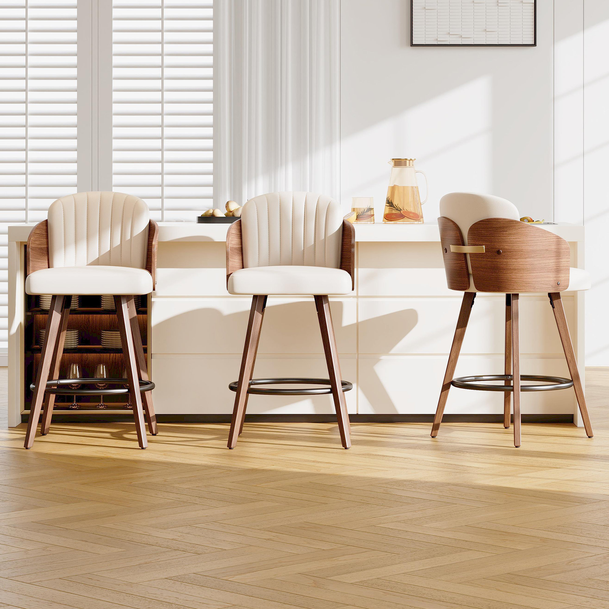 Corrigan Studio® Tyandra Swivel 26" Counter Stools (Set of 3) & Reviews | Wayfair