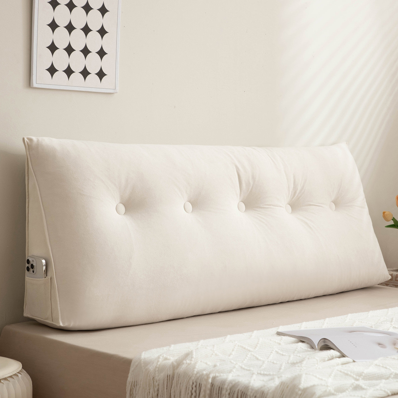 ANMINY Triangle Headboard Pillow Wedge Backrest Cushion For Bed ...