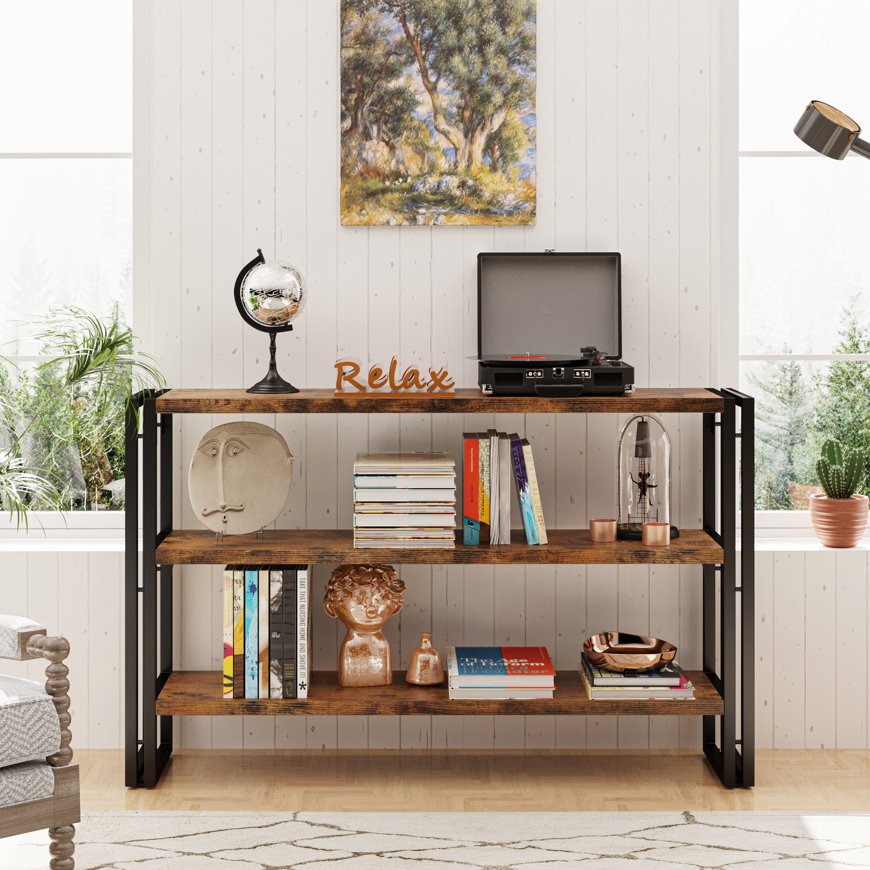 17 Stories Industrial Bookcase for Living Room & Reviews | Wayfair
