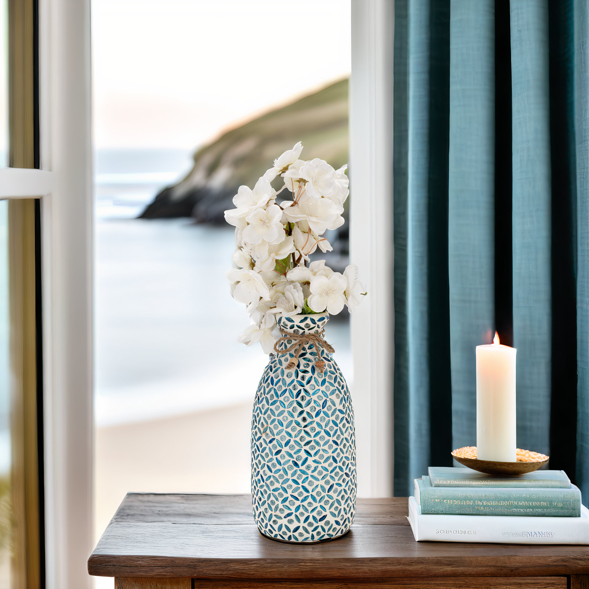 Highland Dunes Ventre Decorative Glass Vase with Textured Pattern and ...