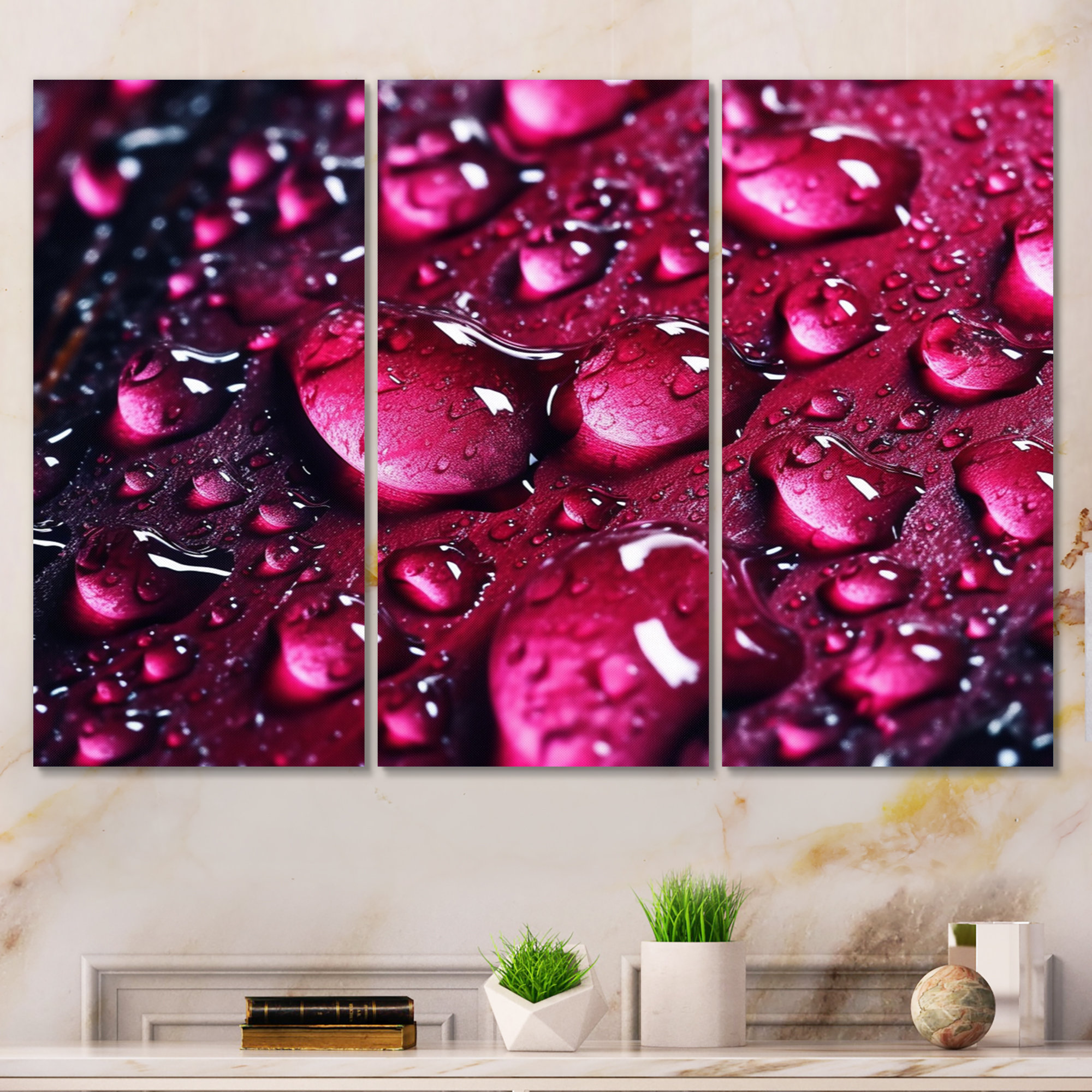 Ebern Designs Red Rose With Raindrops VII - Raindrops Wall Decor Set ...