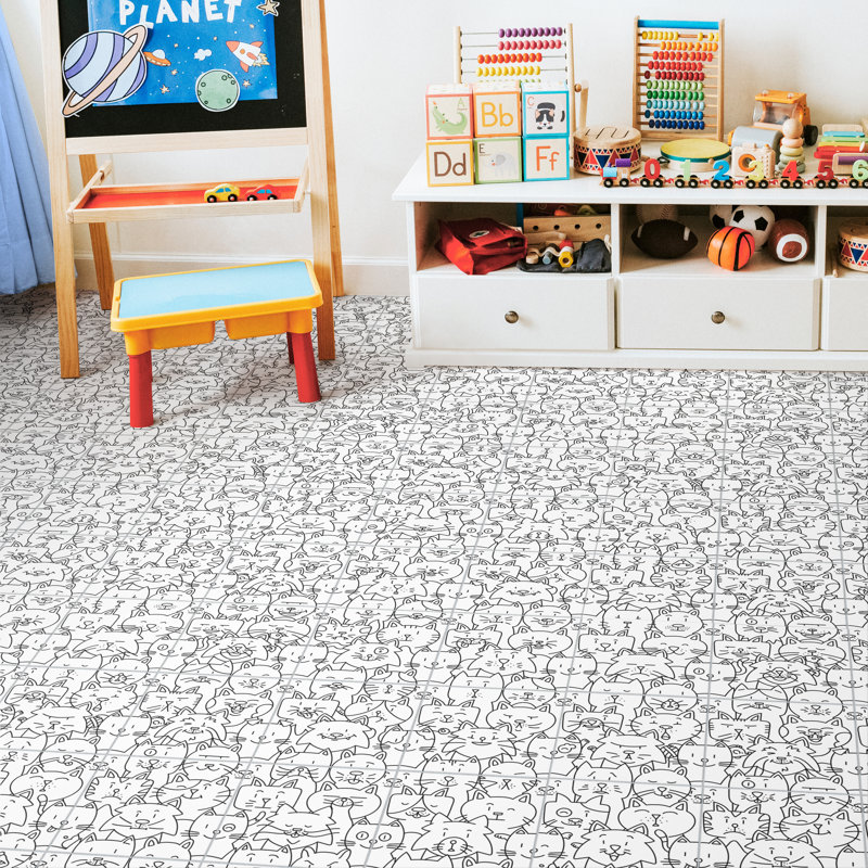 Merola Tile Oh My Cat 10" x 10" Porcelain Patterned Wall & Floor Tile ...