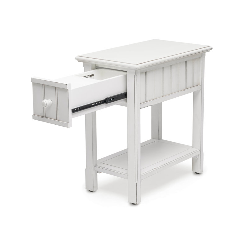 Highland Dunes Kolya Coastal White Solid Wood Chairside End Table | Wayfair