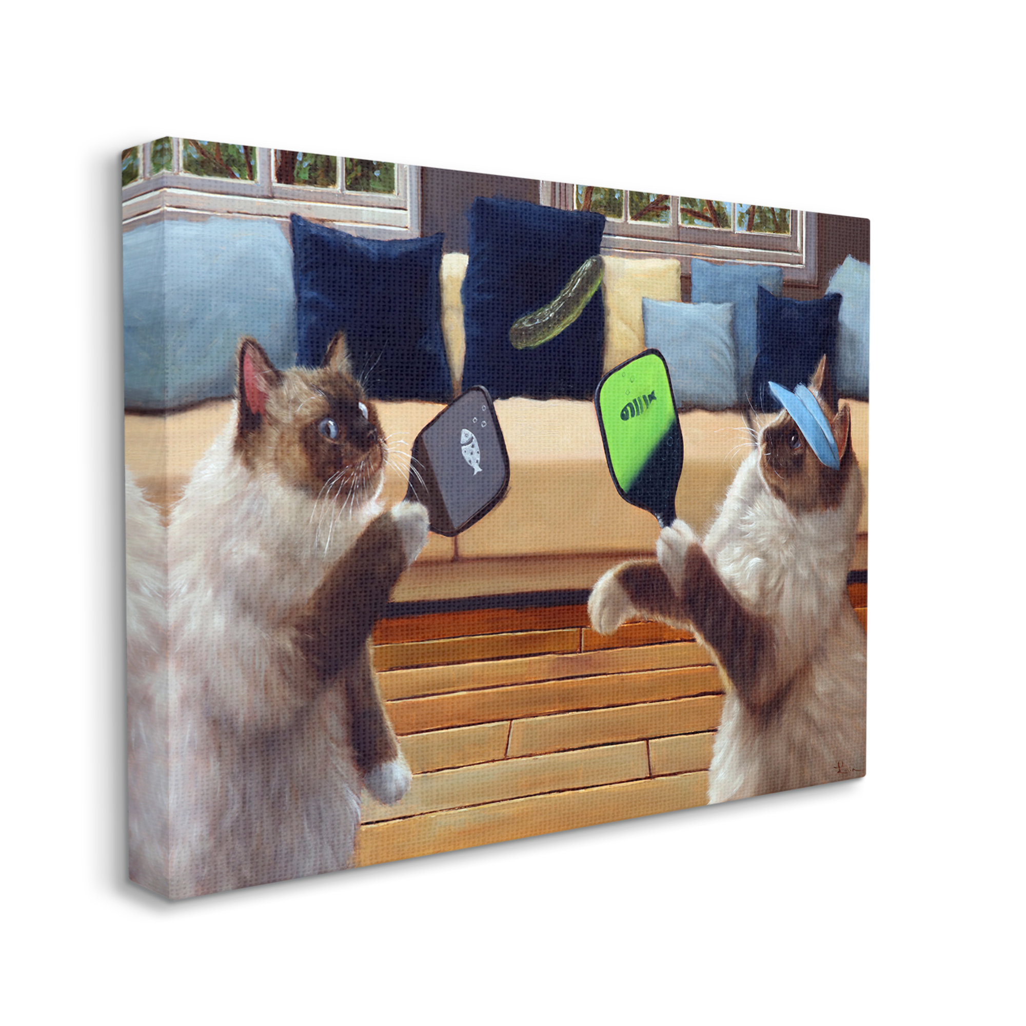 Trinx Cats Playing Ping Pong Canvas Wall Art Design By Lucia Heffernan ...