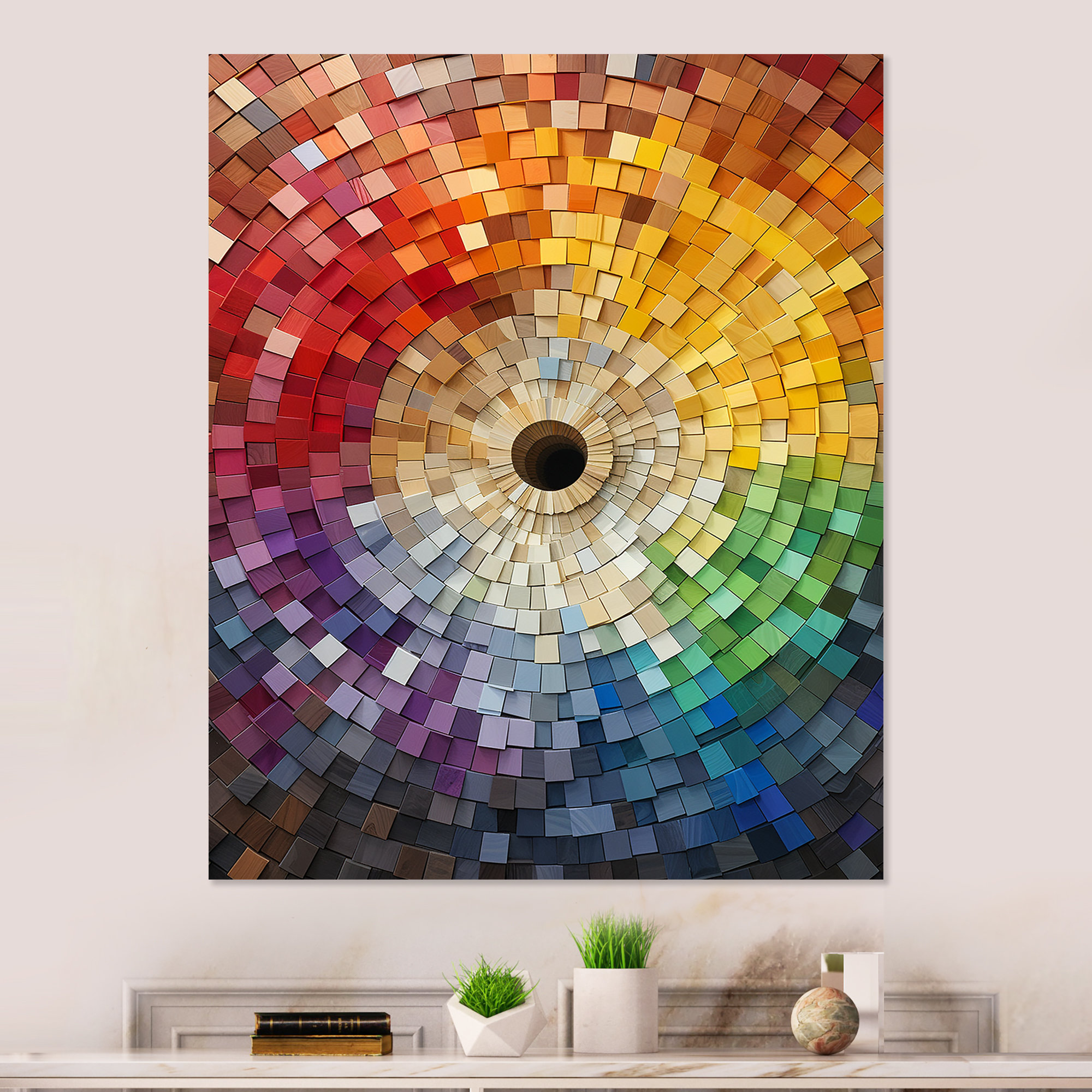 Lark Manor™ Colorful Spiraling Mosaic - Abstract Spirals Metal Wall Art ...