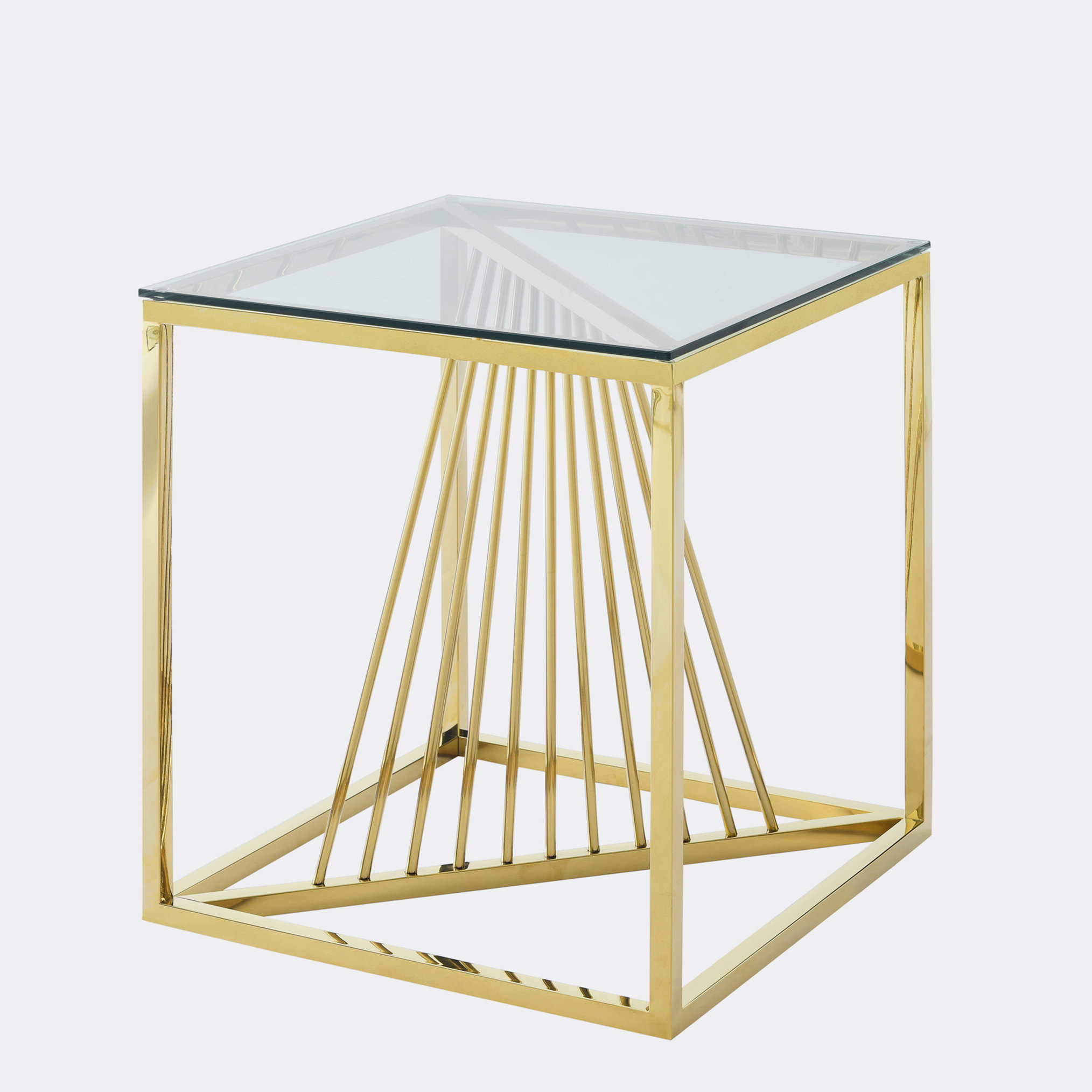 Farm on table Modern Glass End Table with Geometric Metal Frame, Accent ...