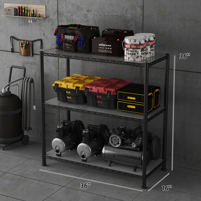 Rebrilliant Romanas 3-Shelf Adjustable Rack With Steel Wire Shelves and ...