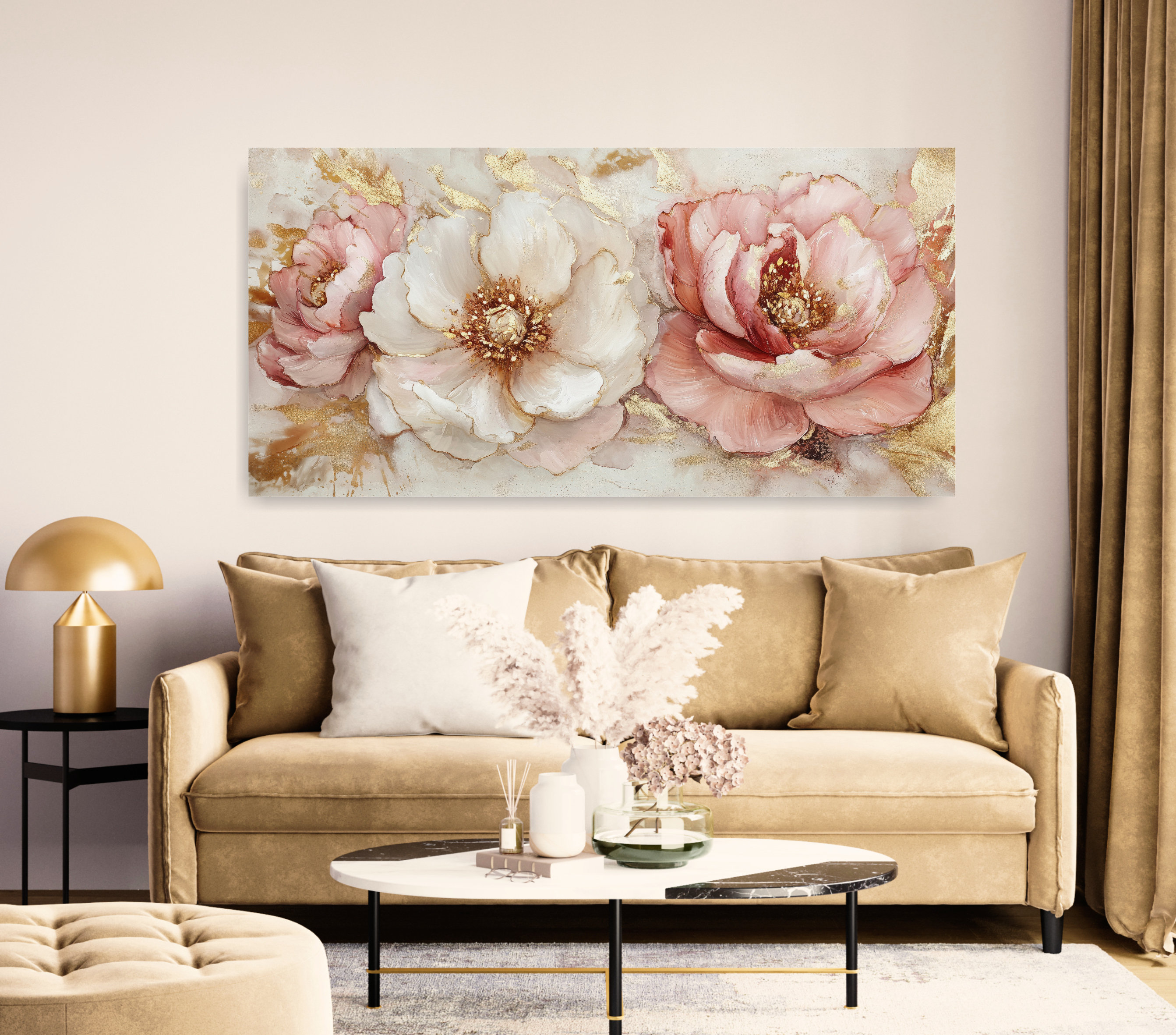 ART TERRITORY Elegant Peonies Canvas, Floral Wall Art for Bedroom ...