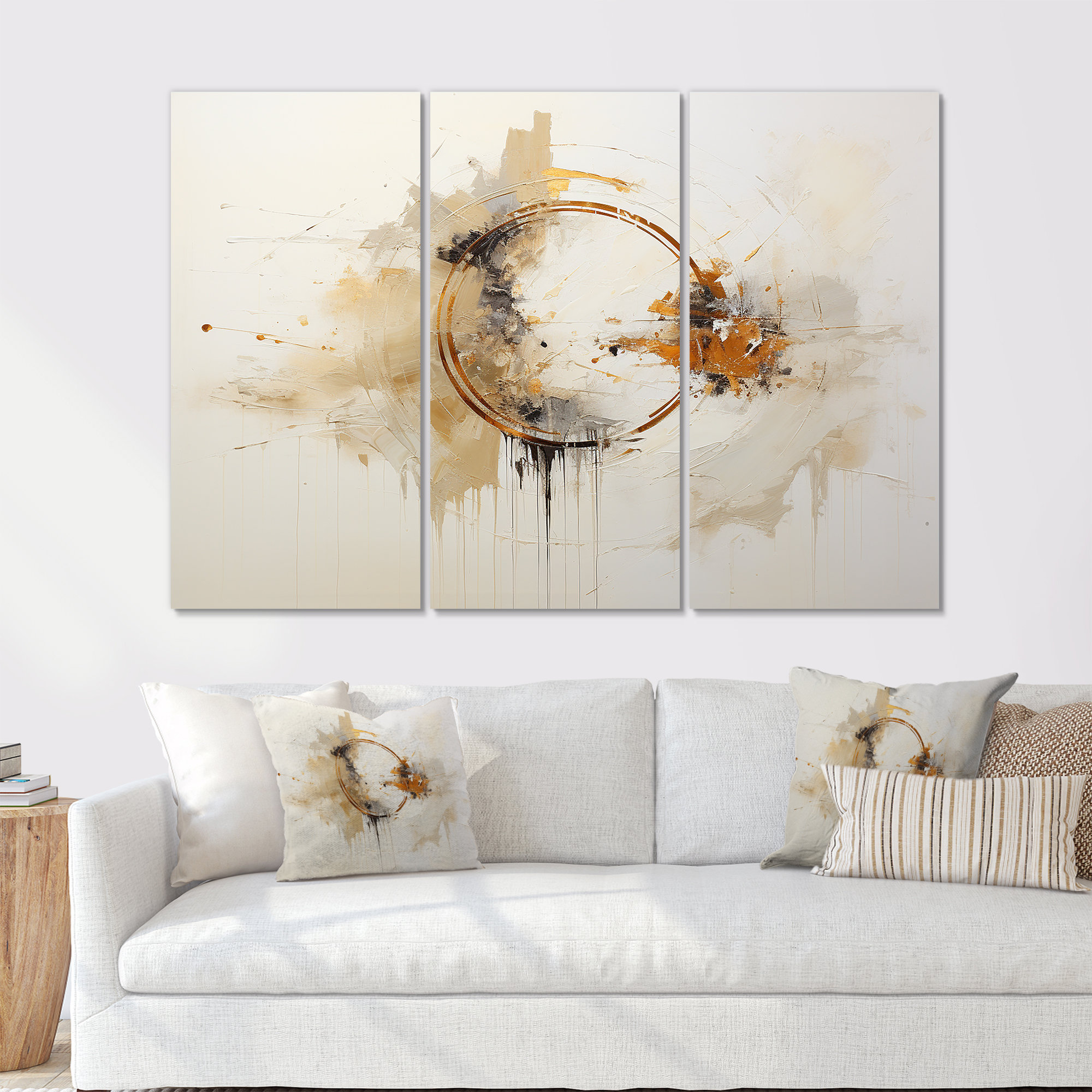 Design Art Beige Abstract Archery Collage II - Abstract Collages Canvas ...