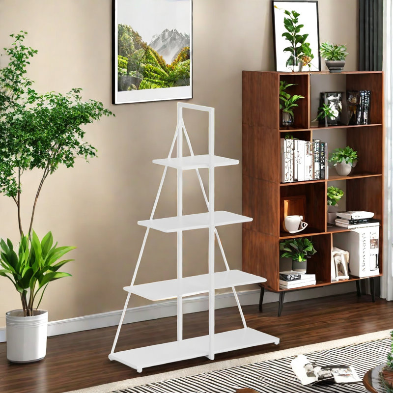 17 Stories 4-tier Ladder Bookshelf With Steel Frame, A-shaped Bookcase ...