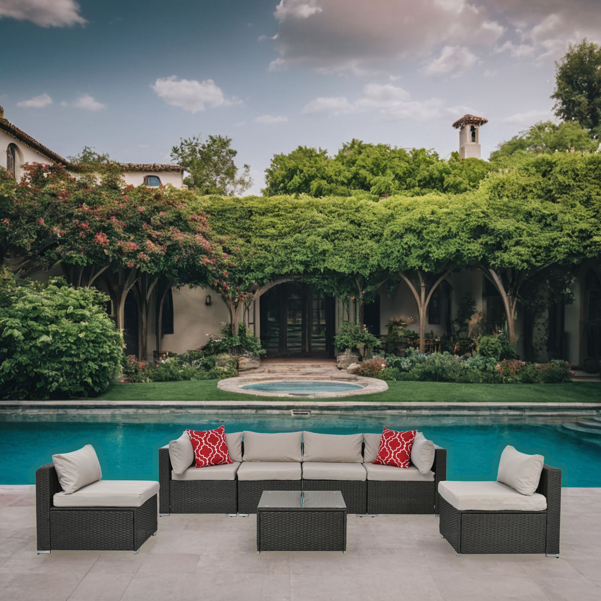 Latitude Run® Alonie 6 - Person Outdoor Seating Group with Cushions ...