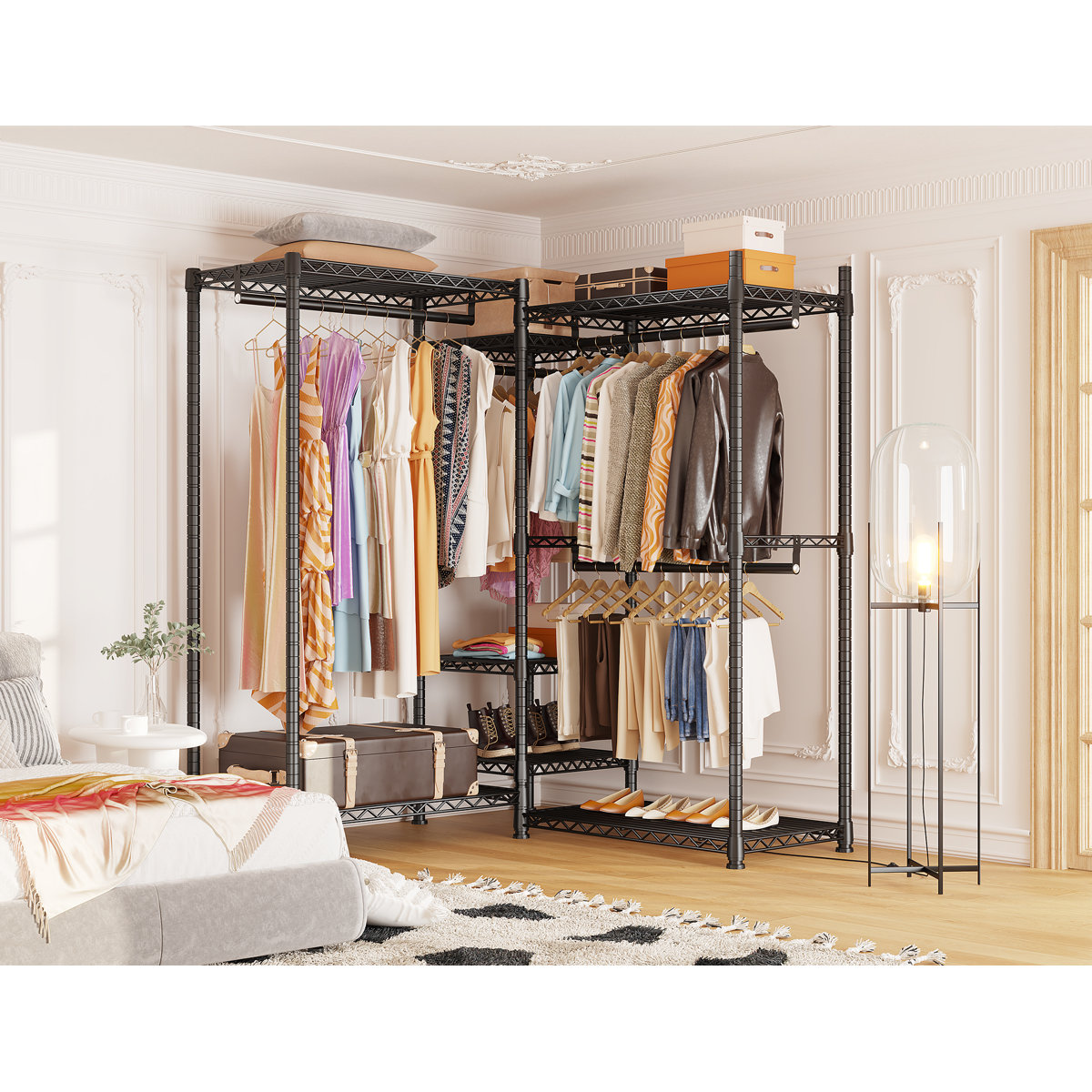 EnHomee 77" Clothes Rack Metal Clothing Rack Loads 725 lbs Adjustable ...