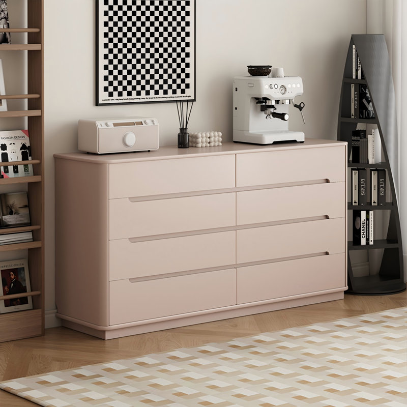 Tha Dream Team Simple Modern Beige Solid Wood Eight-Drawer Chest | Wayfair