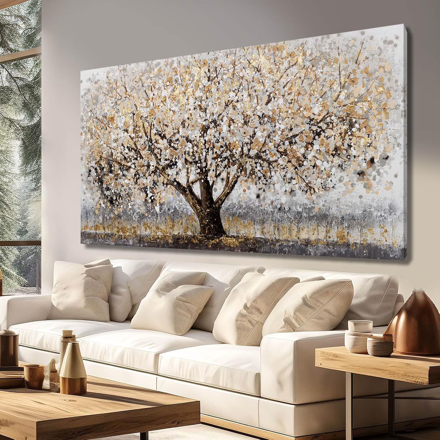 Red Barrel Studio® Decor Big Tree Painting Gold Photo Prints Modern ...