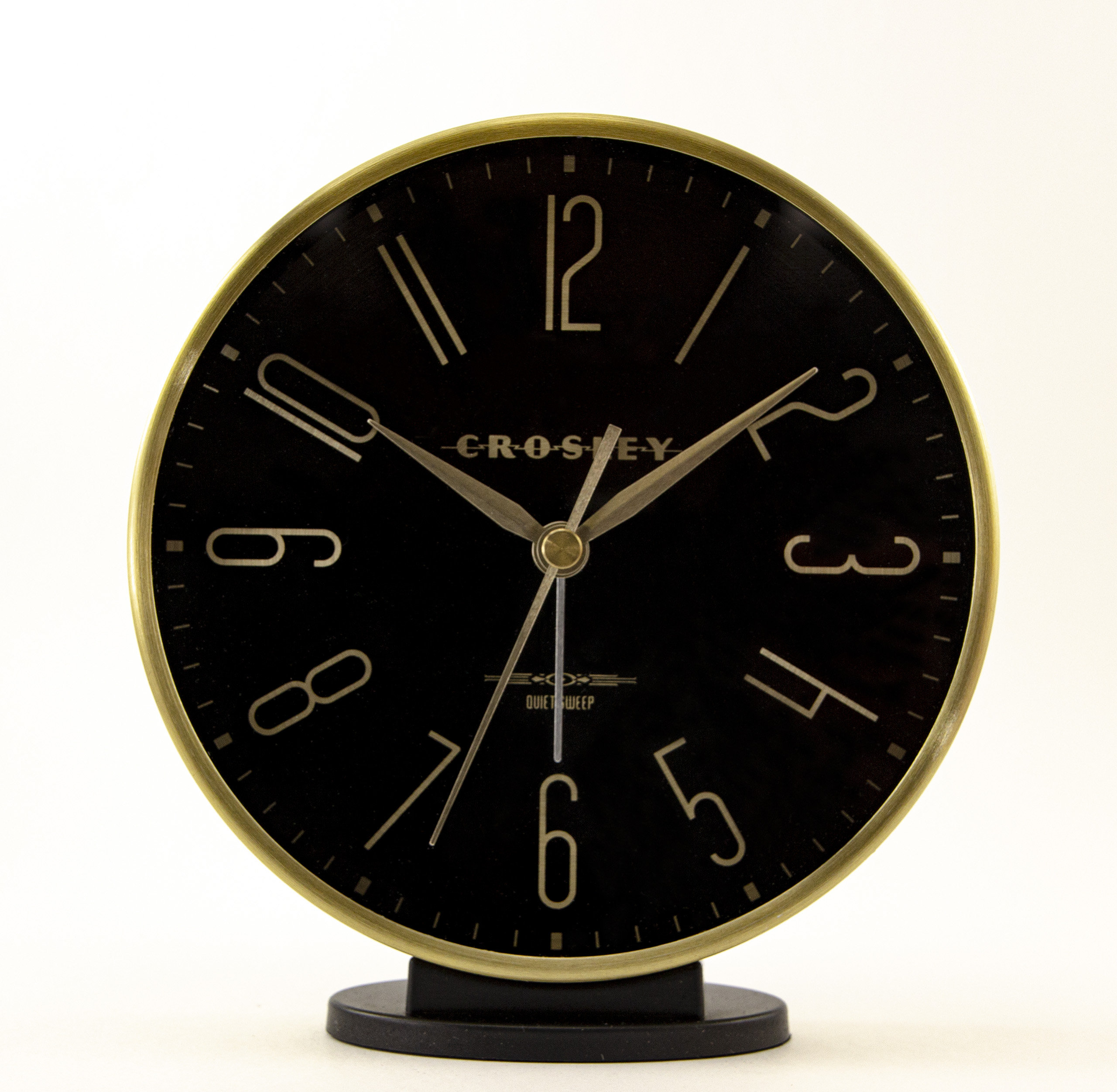 Crosley Analog Metal Quartz Alarm Tabletop Clock in Black/Gold ...