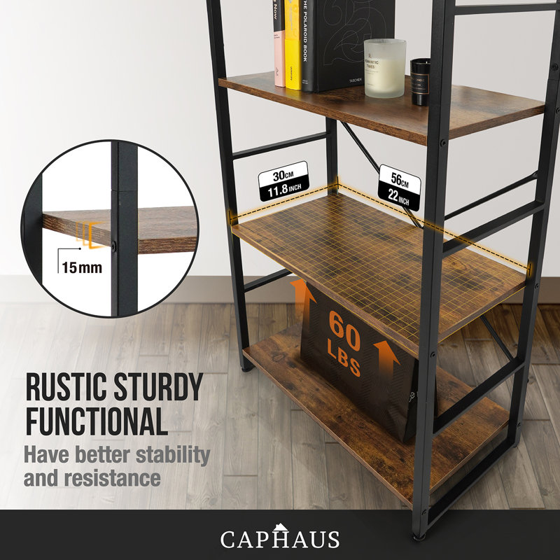 Caphaus 4 Tier Free Standing Shelf , 24 Inch Width Bookshelf, Bookcase ...