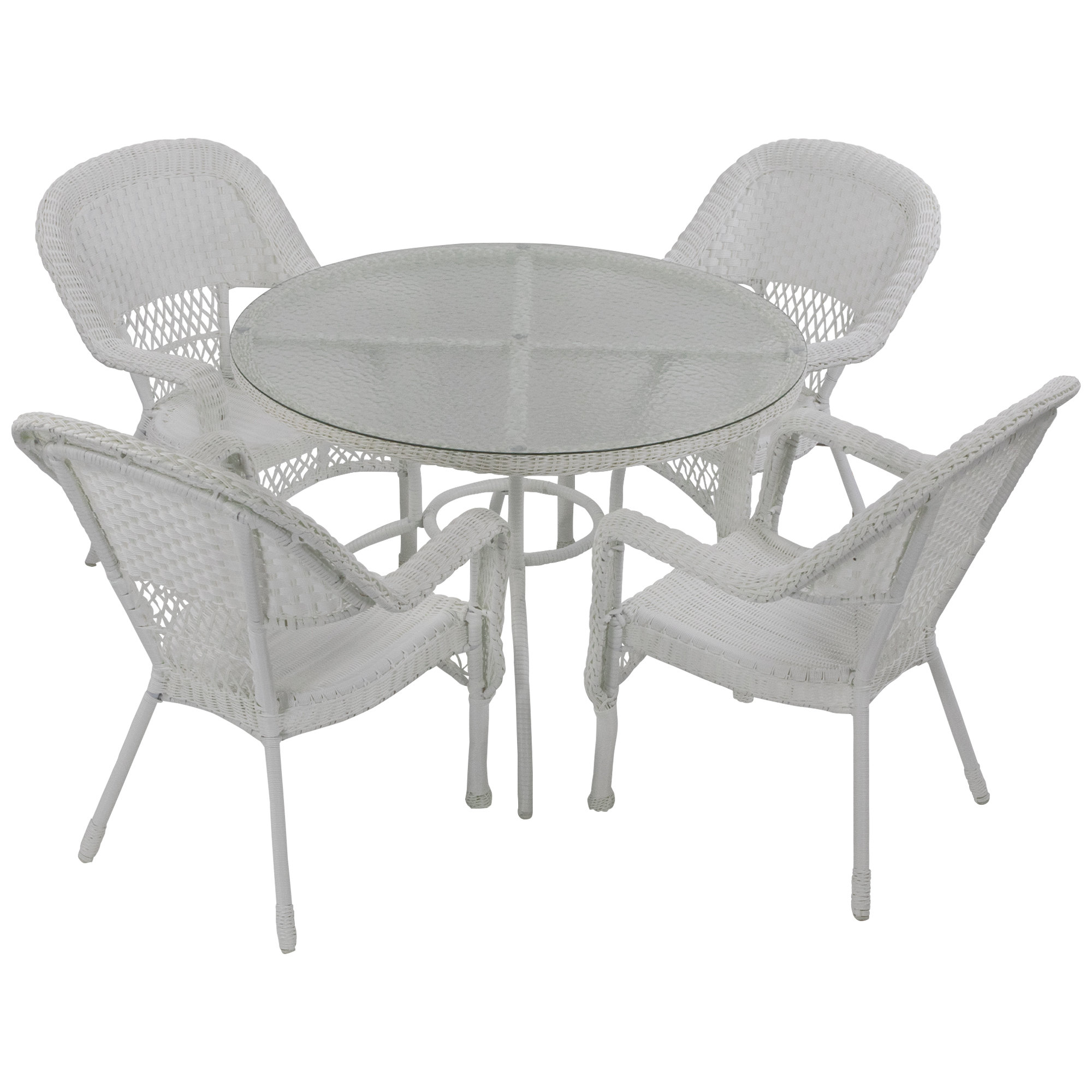 Bay Isle Home™ 5-Piece White Resin Wicker Outdoor Dining Set | Wayfair