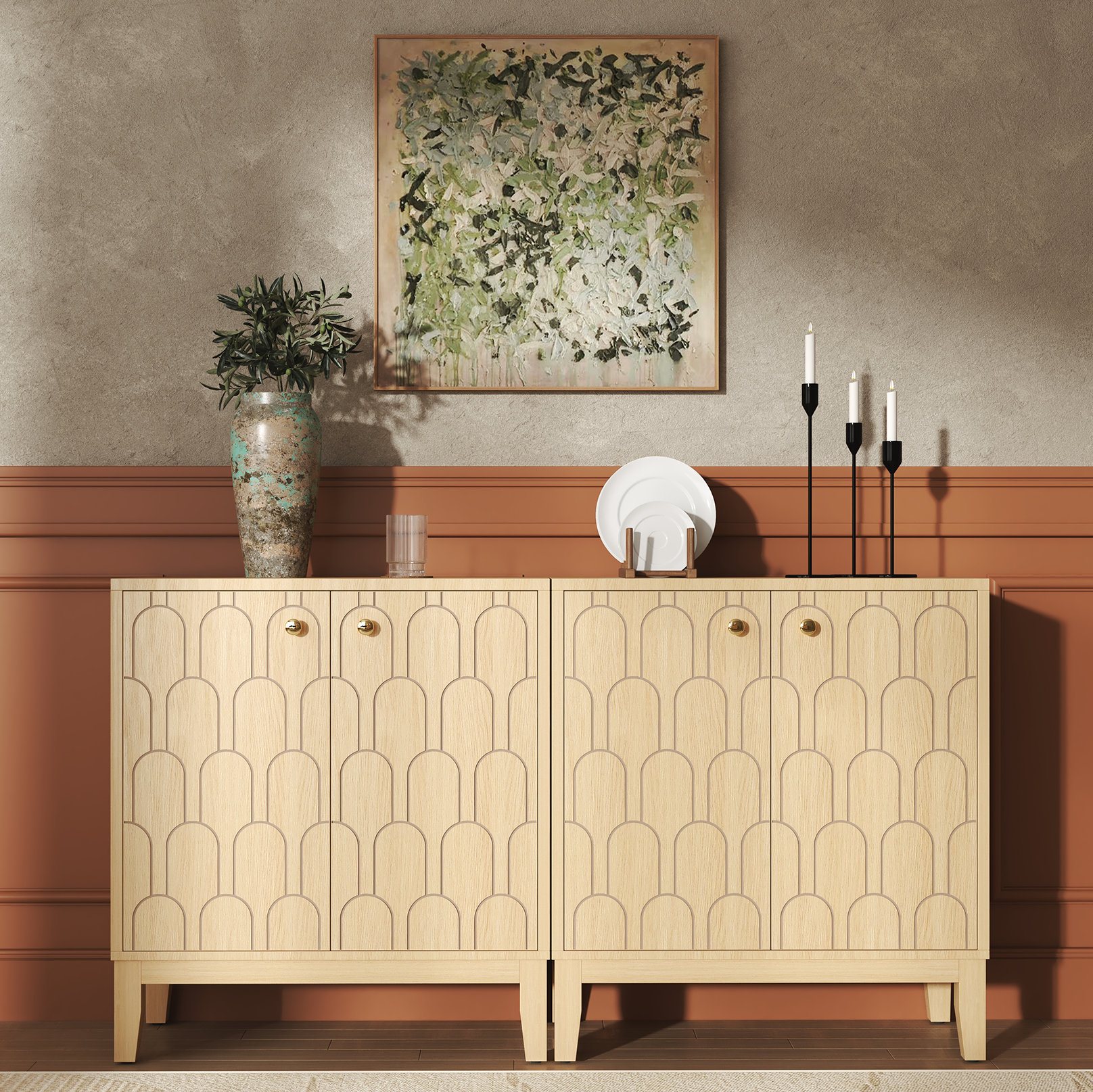 Winston Porter 57.48" W Sideboard Buffet Cabinet With Fish Scale ...