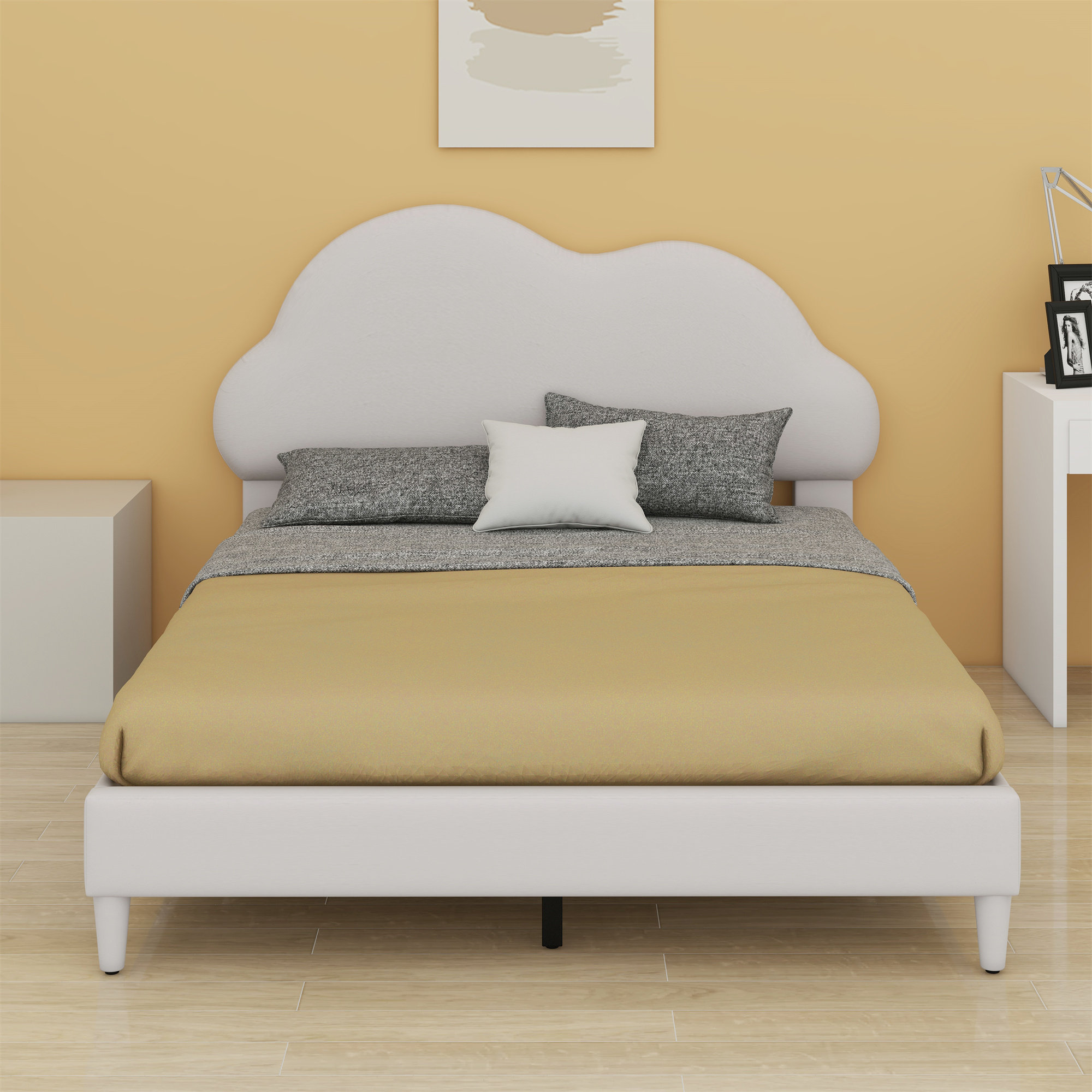 Ebern Designs Upholstered Cloud-Shape Bed With Headboard | Wayfair