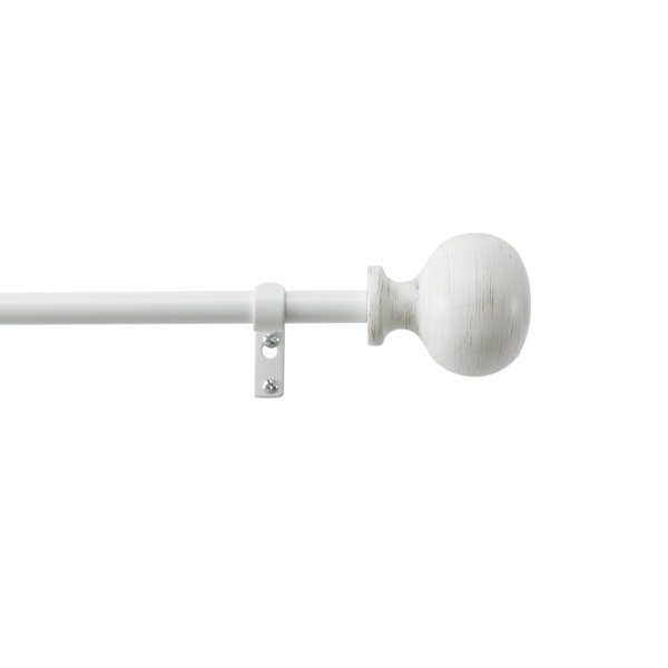 Martha Stewart Bergen Rod And Finial Set, 36'' - 66'',White Washed Wood ...