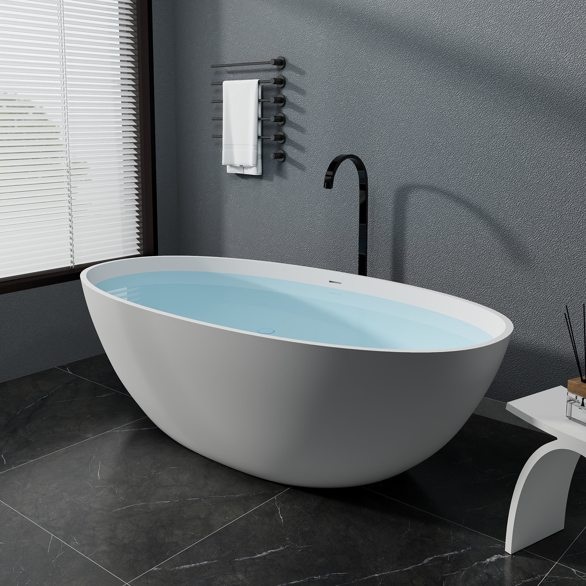 SJ STAR&JANE 71'' X 35'' Freestanding Soaking Solid Surface Bathtub - Wayfair Canada