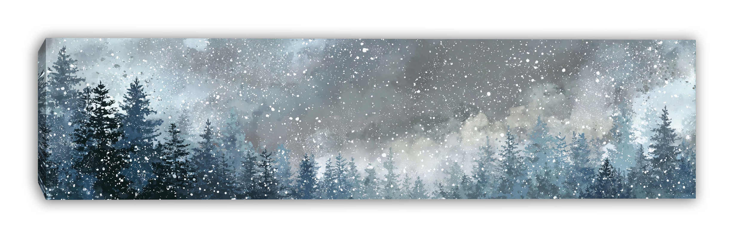 Red Barrel Studio® Snowfall Over Winter Pine Forest Wrapped Canvas Wall ...