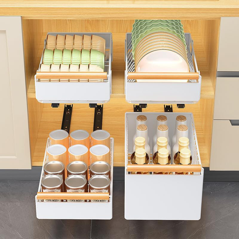 Prep & Savour Telescopic Drawer, Kitchen Storage Shelf Basket ...
