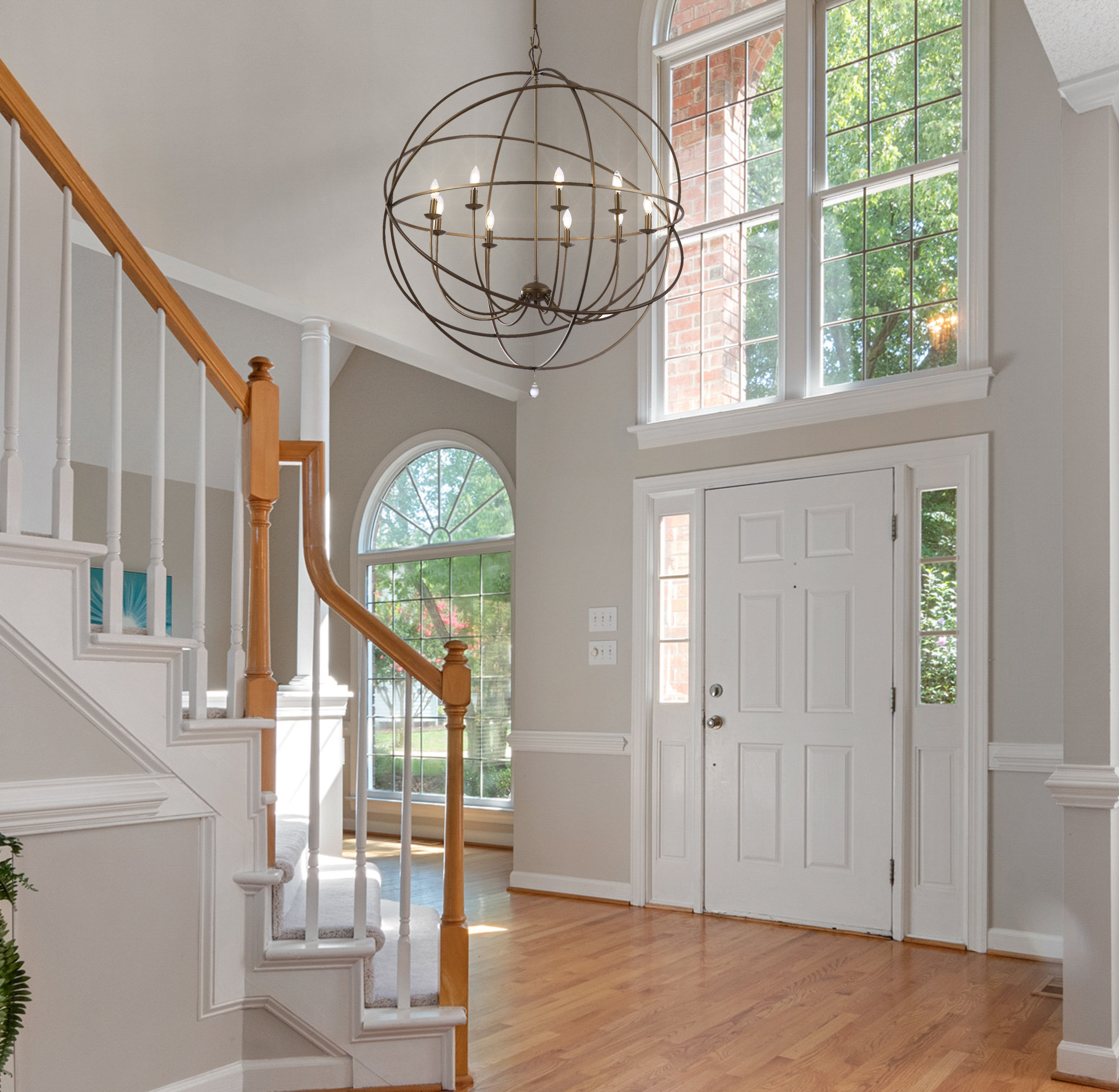 Gracie Oaks Terrionna 9 - Light Sphere Globe Chandelier | Wayfair