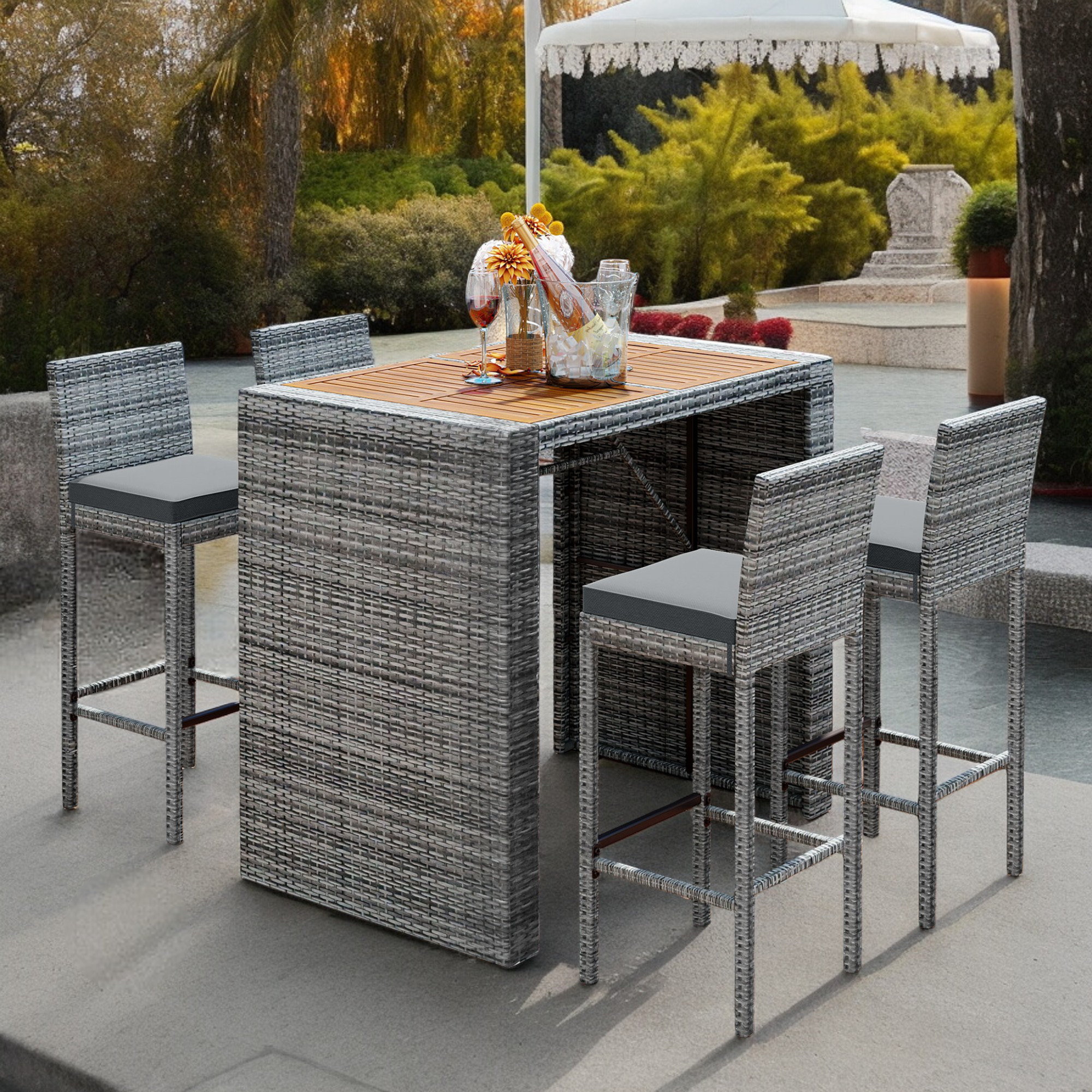 Red Barrel Studio® Sylester 4 - Person Rectangular Outdoor Dining Set ...