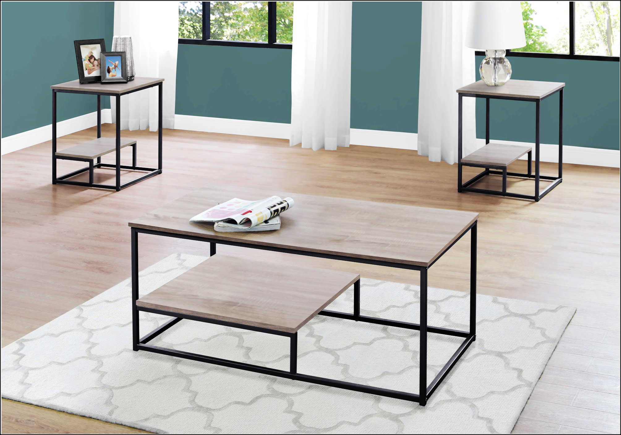 17 Stories Table Set With Raised Bottom Half Shelf | Wayfair