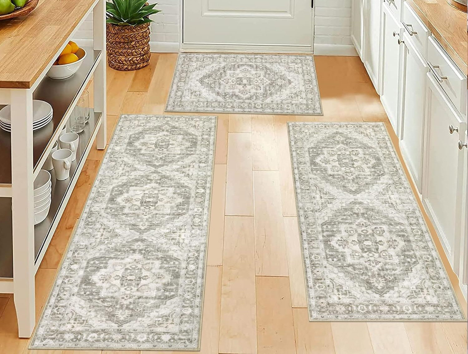 Bungalow Rose The Rubber Kitchen Rug Set of 3, Non-Slip/Skid Kitchen ...