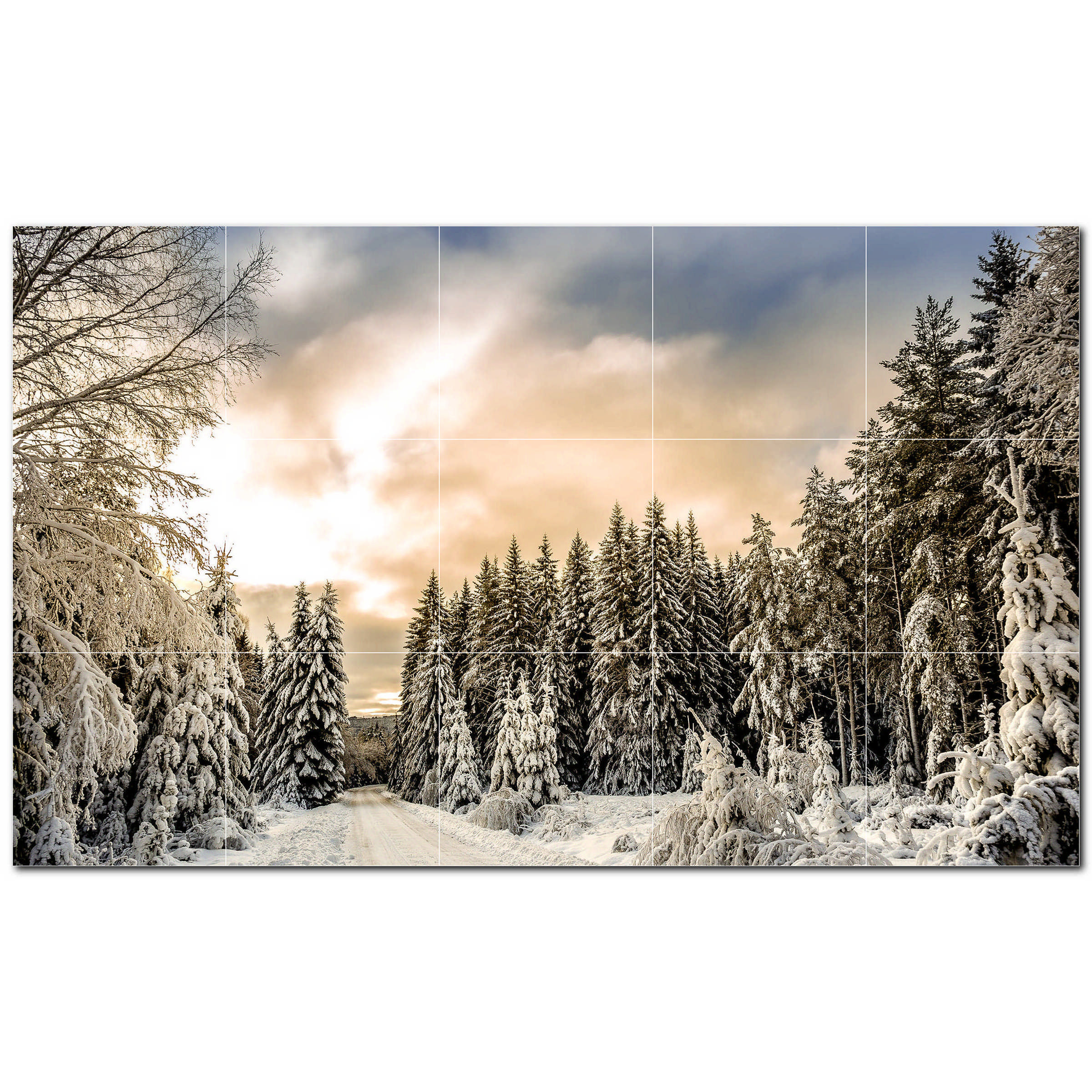 Picture-Tiles.com 40" x 24" Ceramic Winter Photo Decorative Mural Tile ...