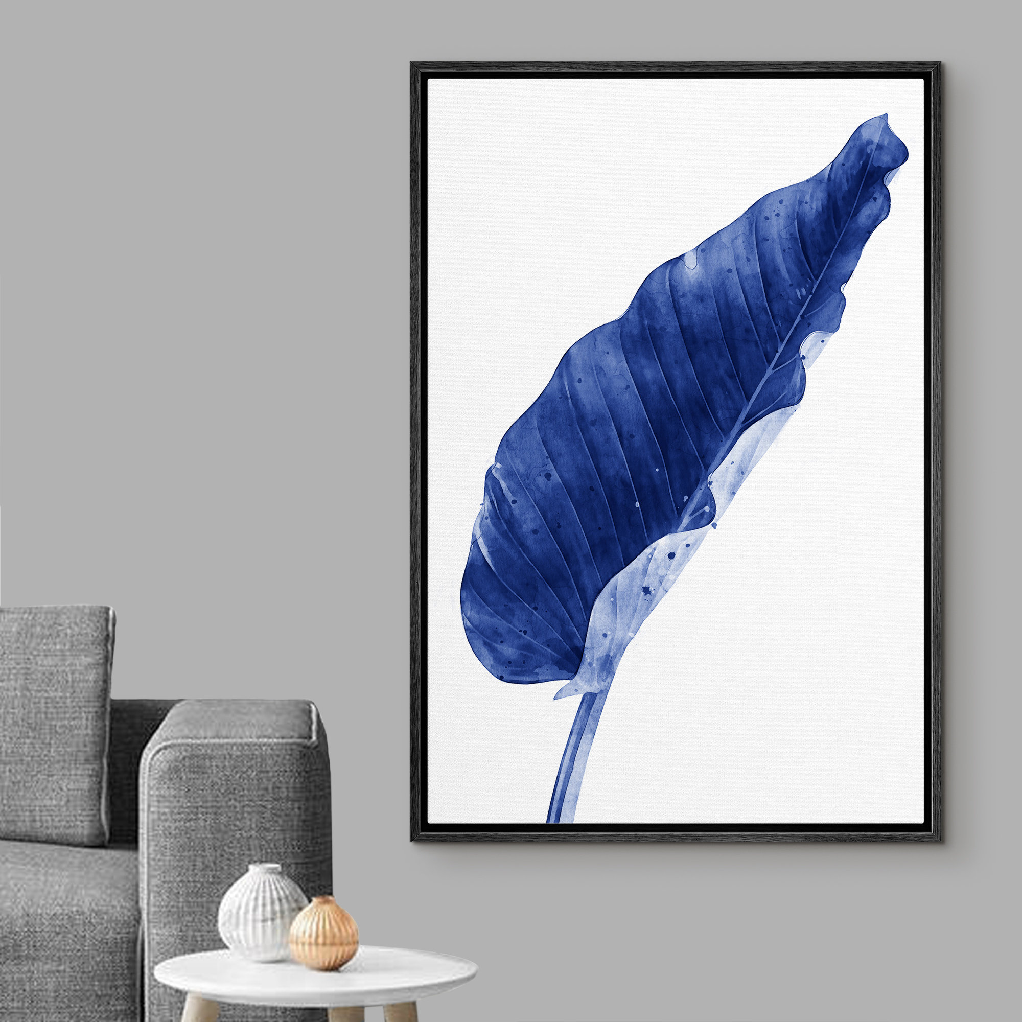 IDEA4WALL Framed Canvas Print Wall Art Side View Of Blue Watercolor ...