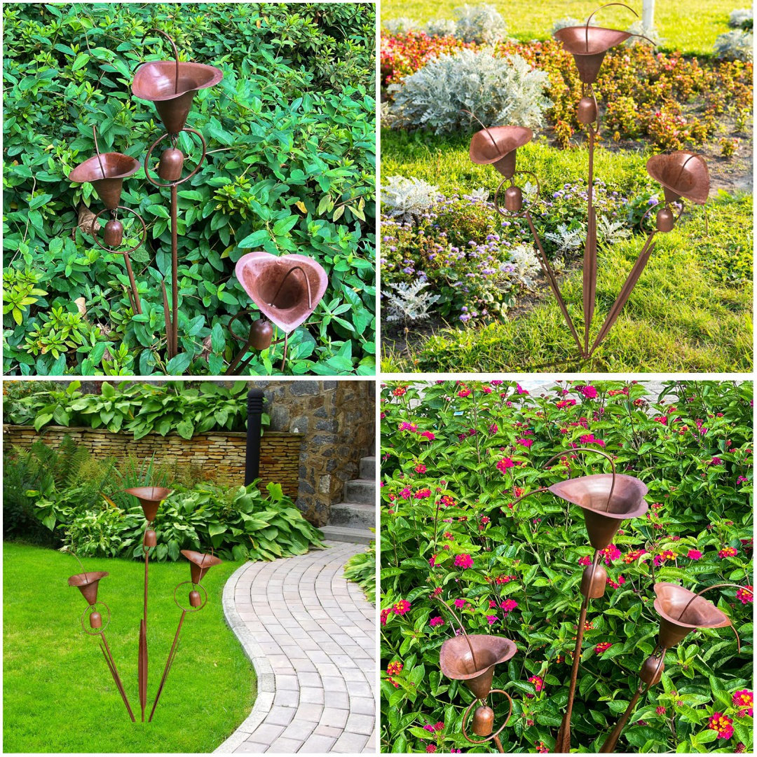 Arlmont & Co. Garden Stake With Bells, Rustic Metal Garden Stakes ...