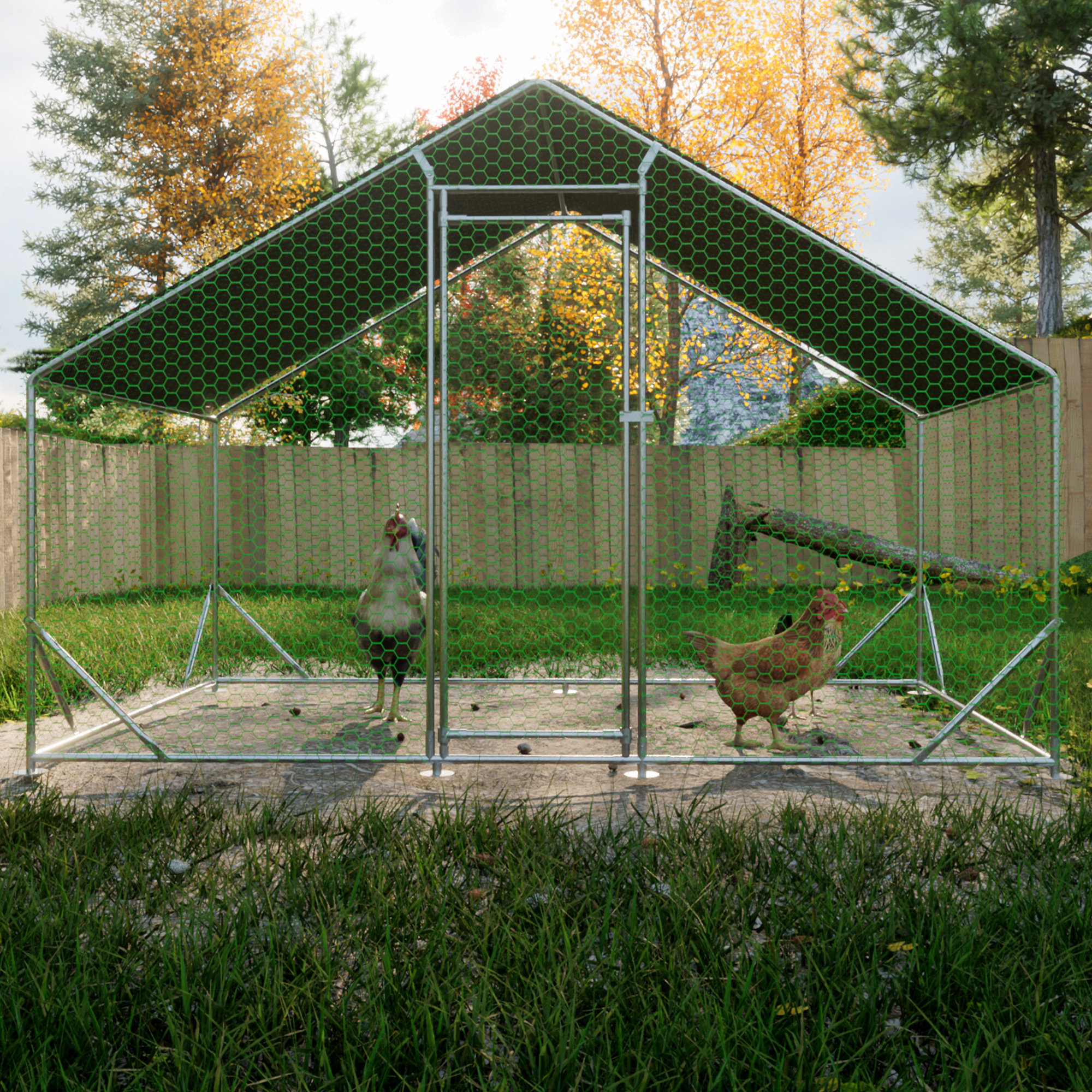 Trent Austin Design® Large Metal Walk-In Chicken Coop Run Galvanized ...