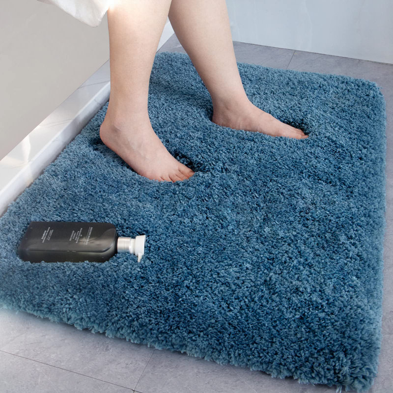 Everly Quinn Blue Bathroom Rug Mats Super Absorbent, Washable Bath Mat ...