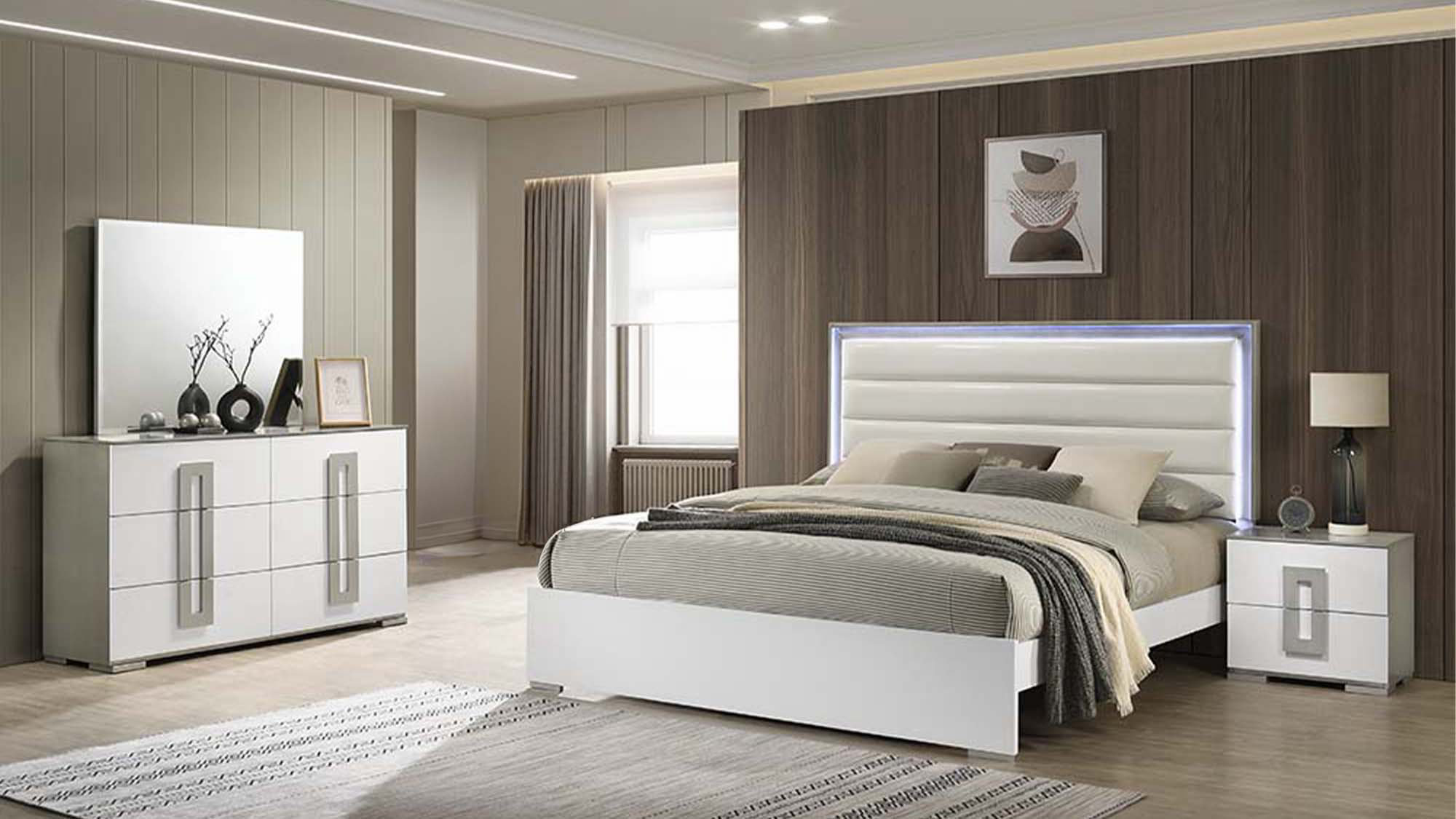 Brayden Studio® 5 Pc Bedroom Set With LED Headboard | Wayfair