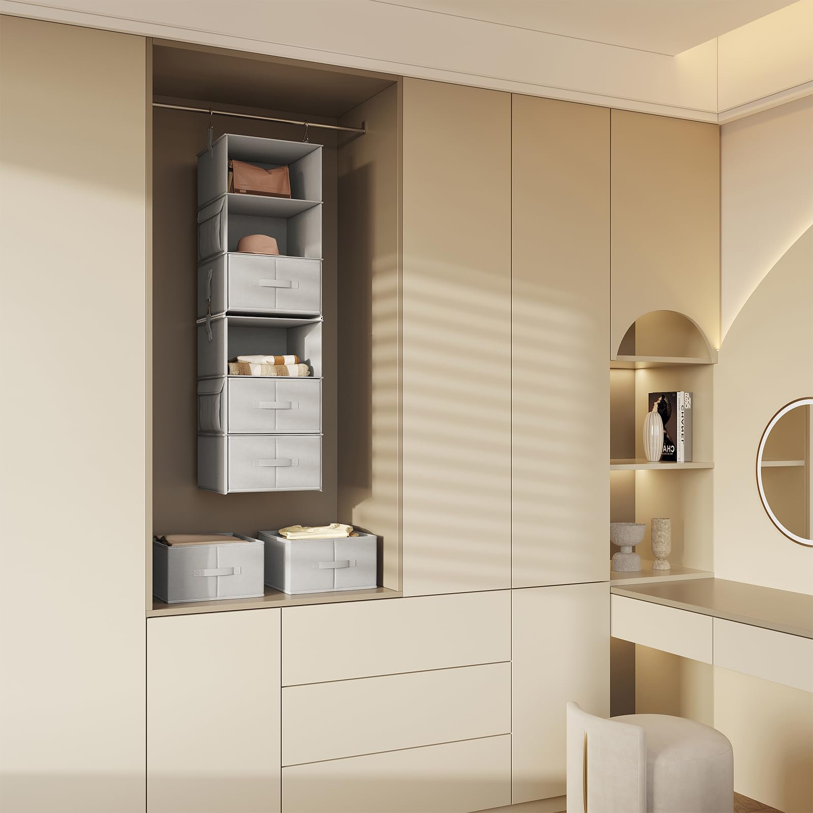 wanmo 6-Shelf Hanging Closet Organizer, 2 Separable 3-Shelf Hanging ...