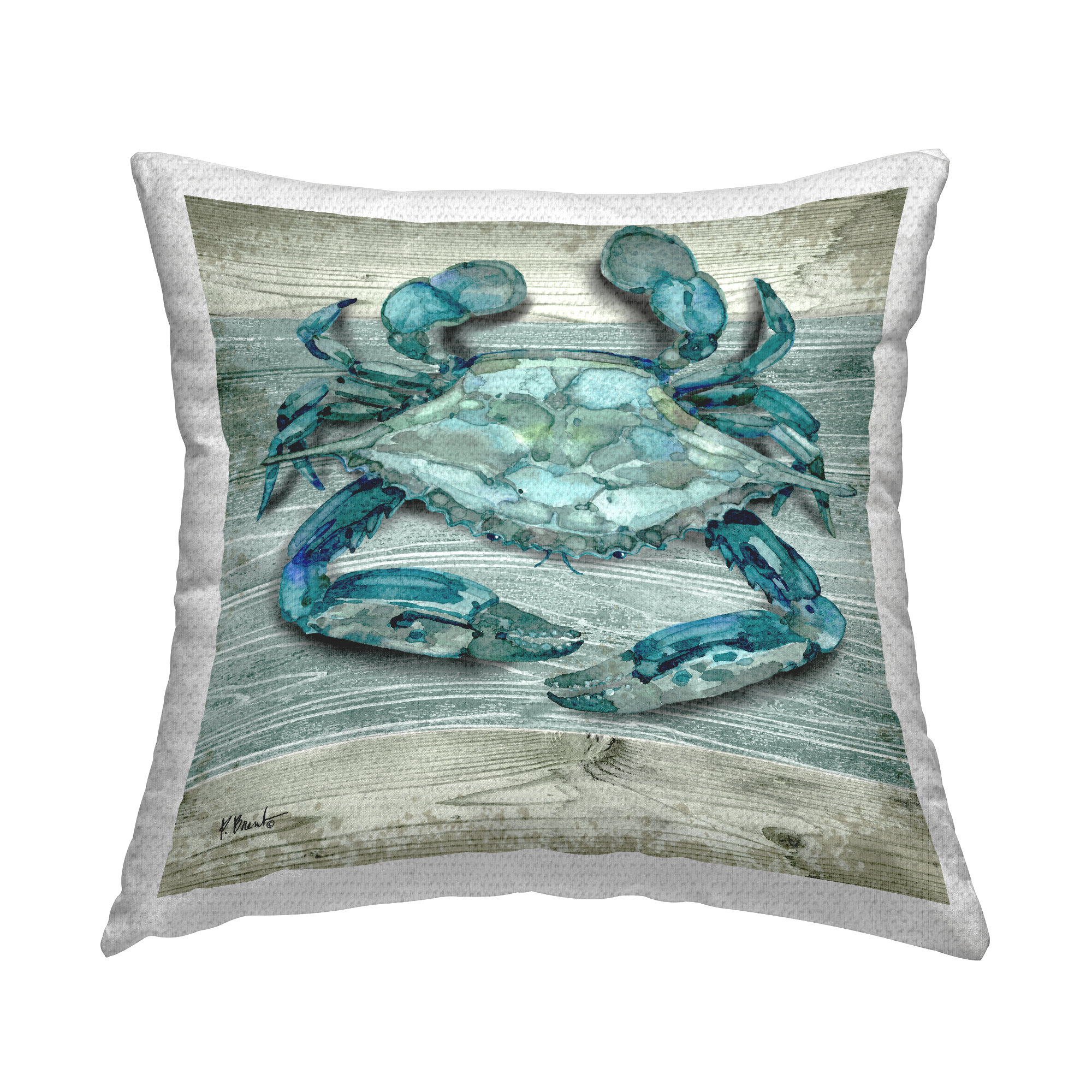 Stupell Industries Nautical Blue Crab Grainy Pattern Boardwalk Outdoor ...