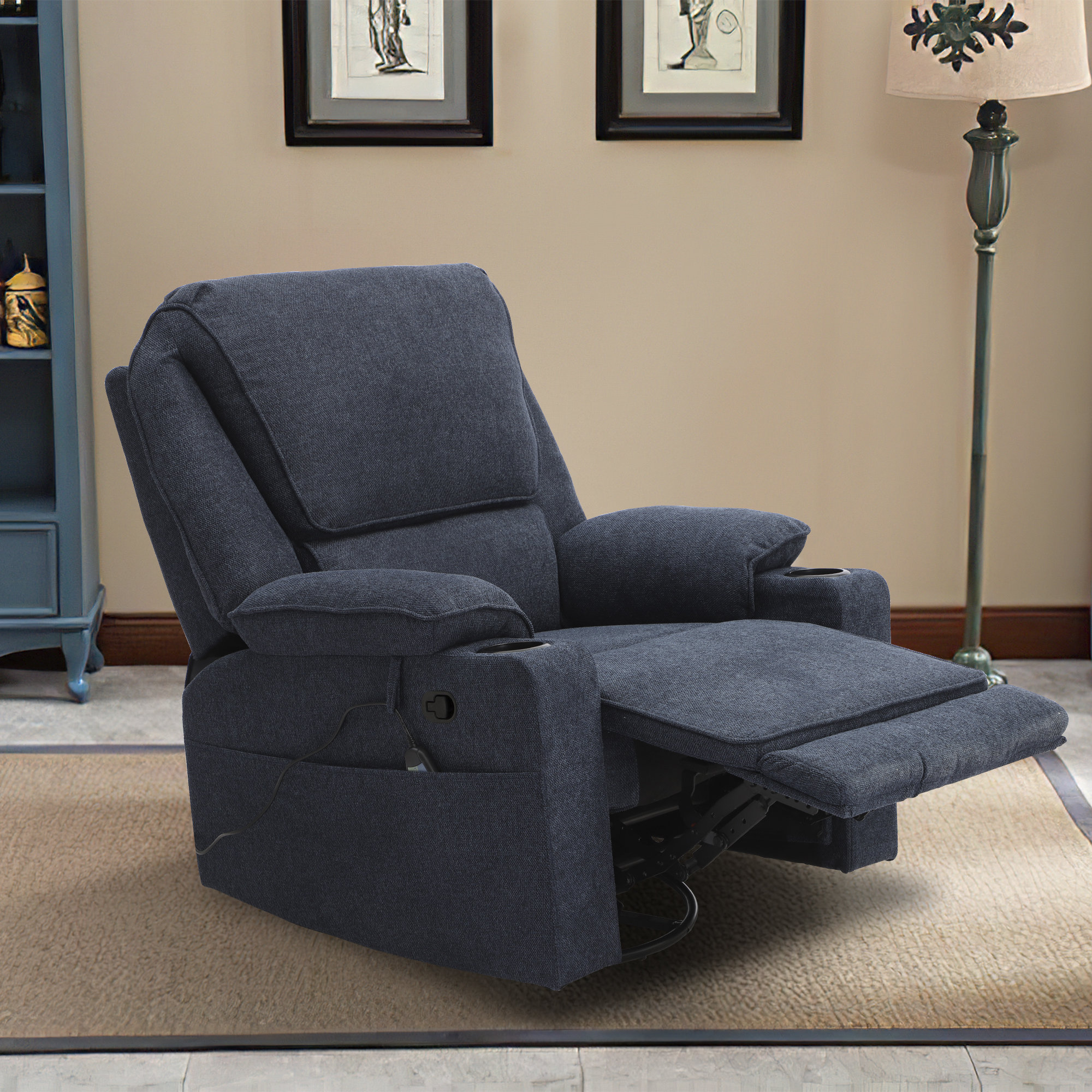 Latitude Run® Swivel Rocker Recliner With Massage And Heated Functions ...