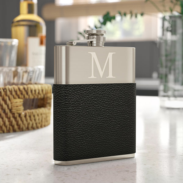 Darby Home Co Alexa Monogrammed Leather-Wrapped Flask | Wayfair