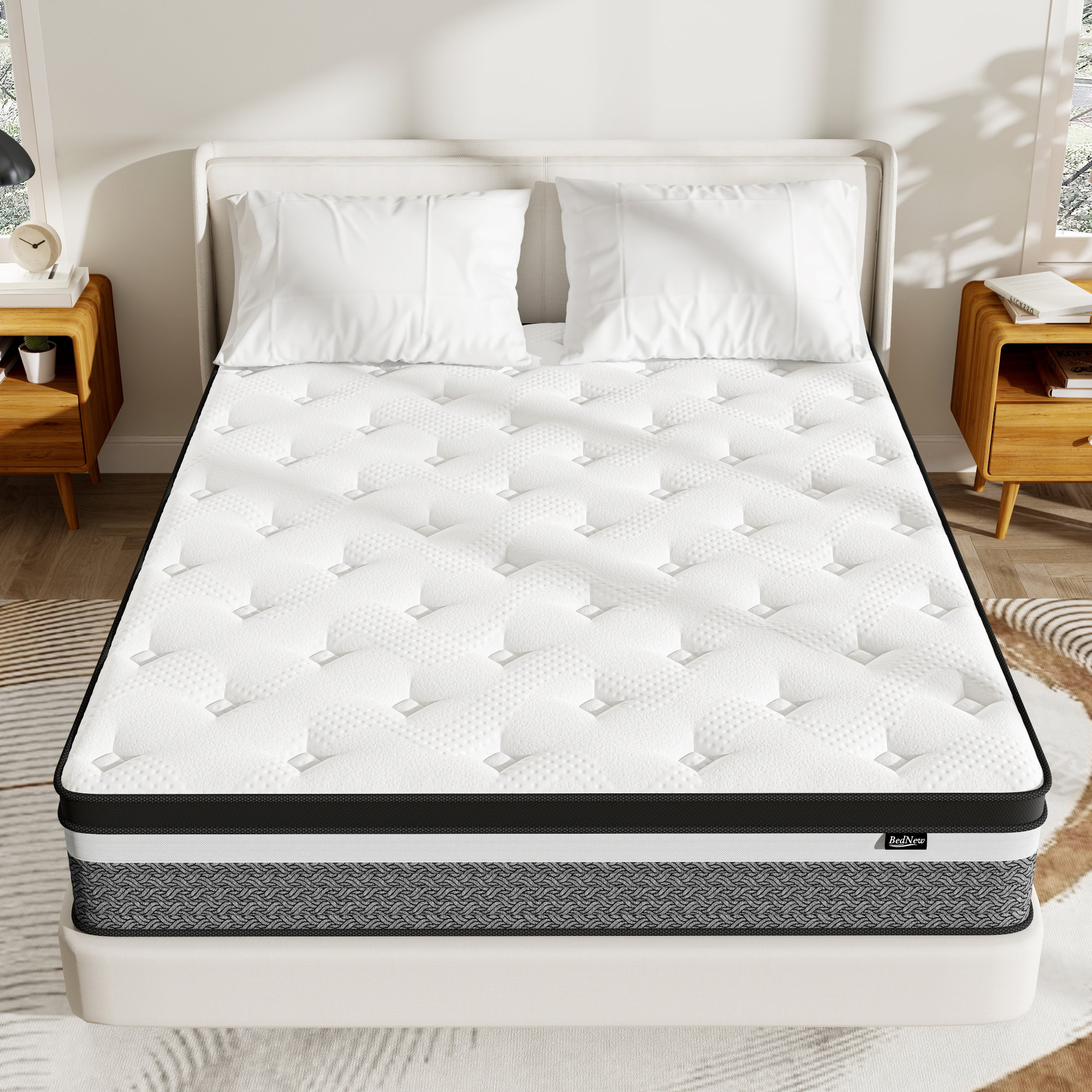 BedNew Modern Series 10" Pillow Top Medium Firm Hybrid Mattress In A ...