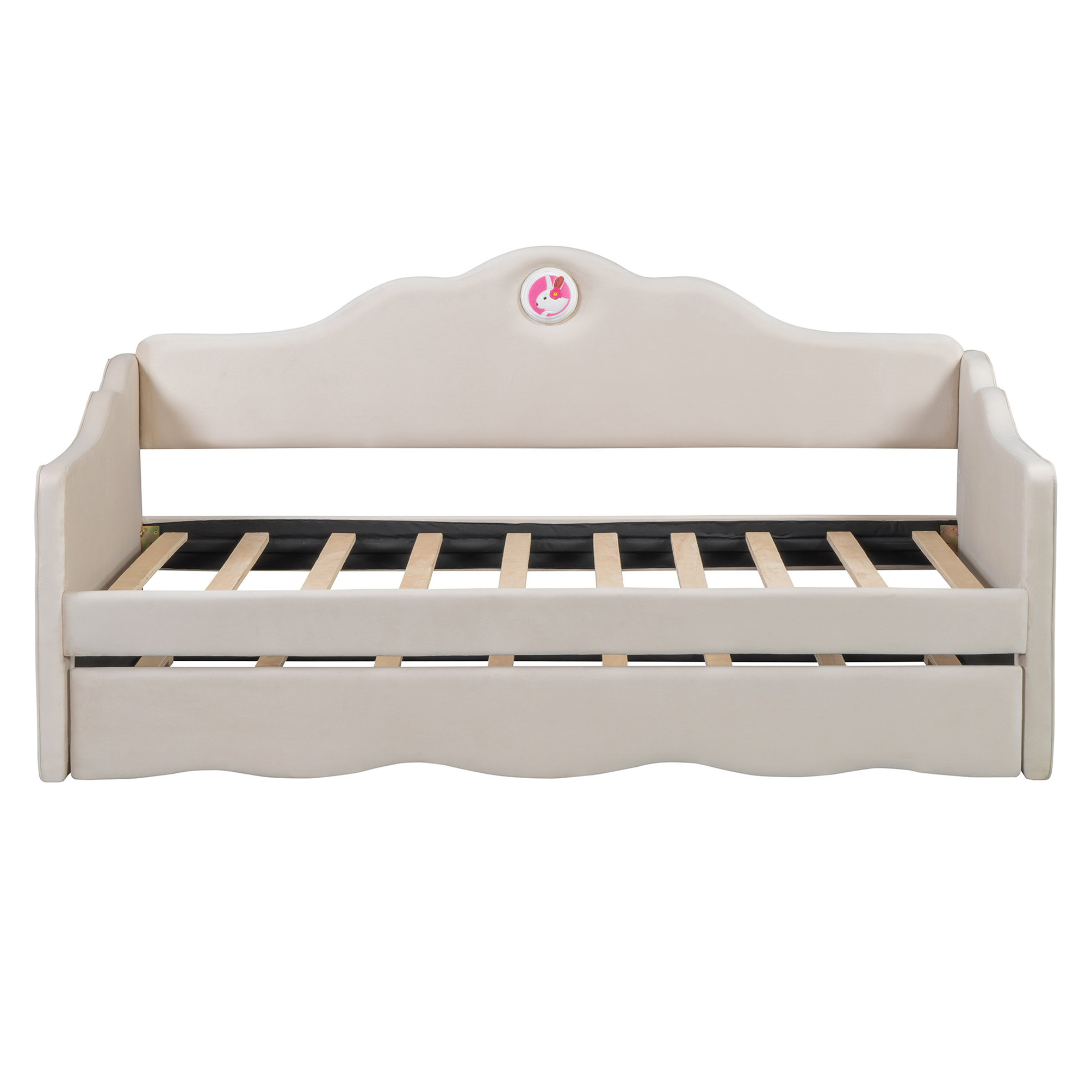 House of Hampton® Upholstered Daybed With Wave-Shaped Trundle | Wayfair